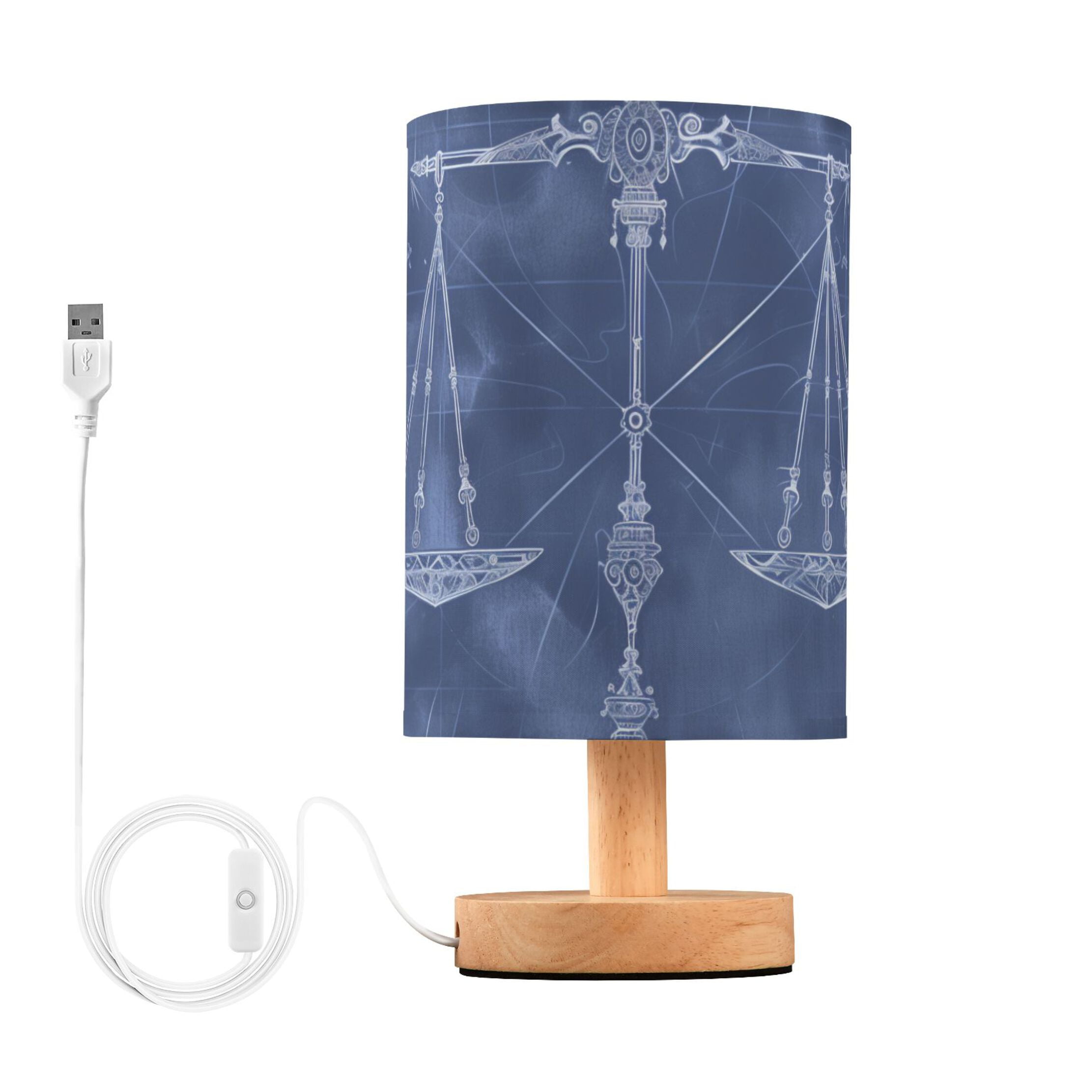 Bedside Desk Lamp LED Bulb Night Light USB Power Fabric Lampshade Table ...