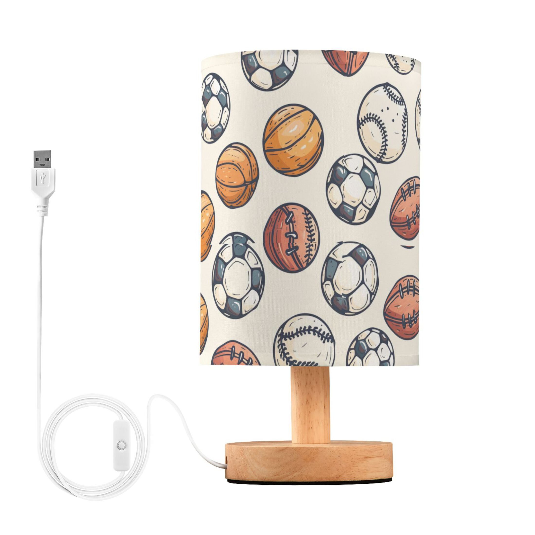 Bedside Desk Lamp LED Bulb Night Light USB Power Fabric Lampshade Table ...