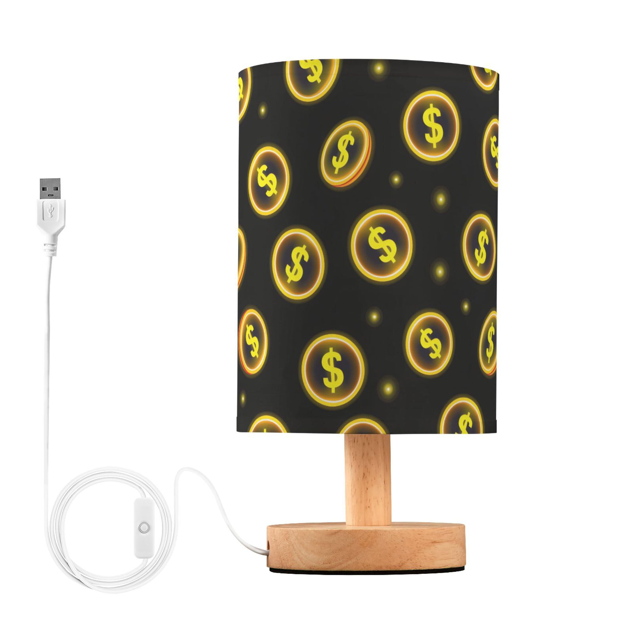Bedside Desk Lamp LED Bulb Night Light USB Power Fabric Lampshade Table ...
