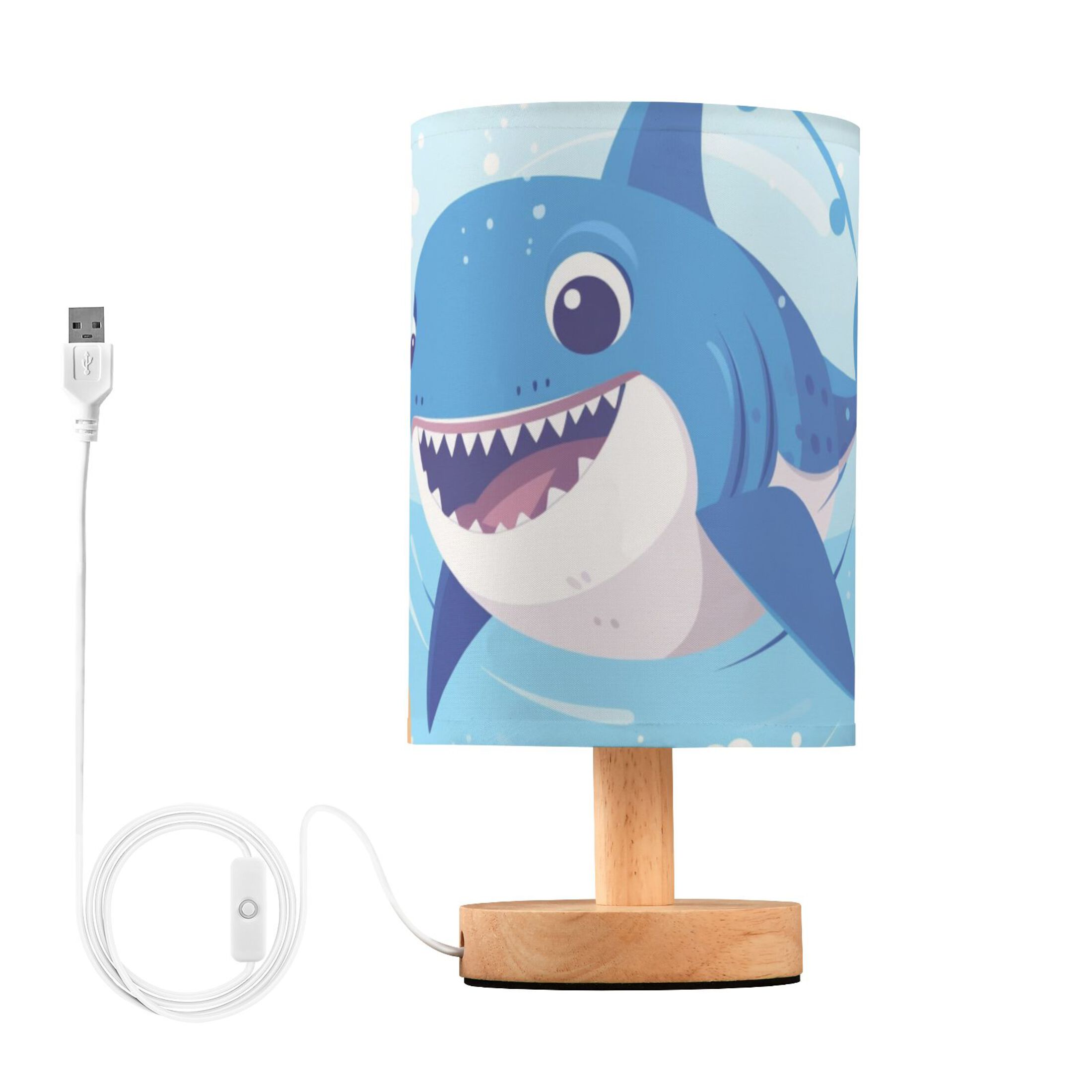 Bedside Desk Lamp LED Cartoon Cute Shark with Fish Table Nightstand ...
