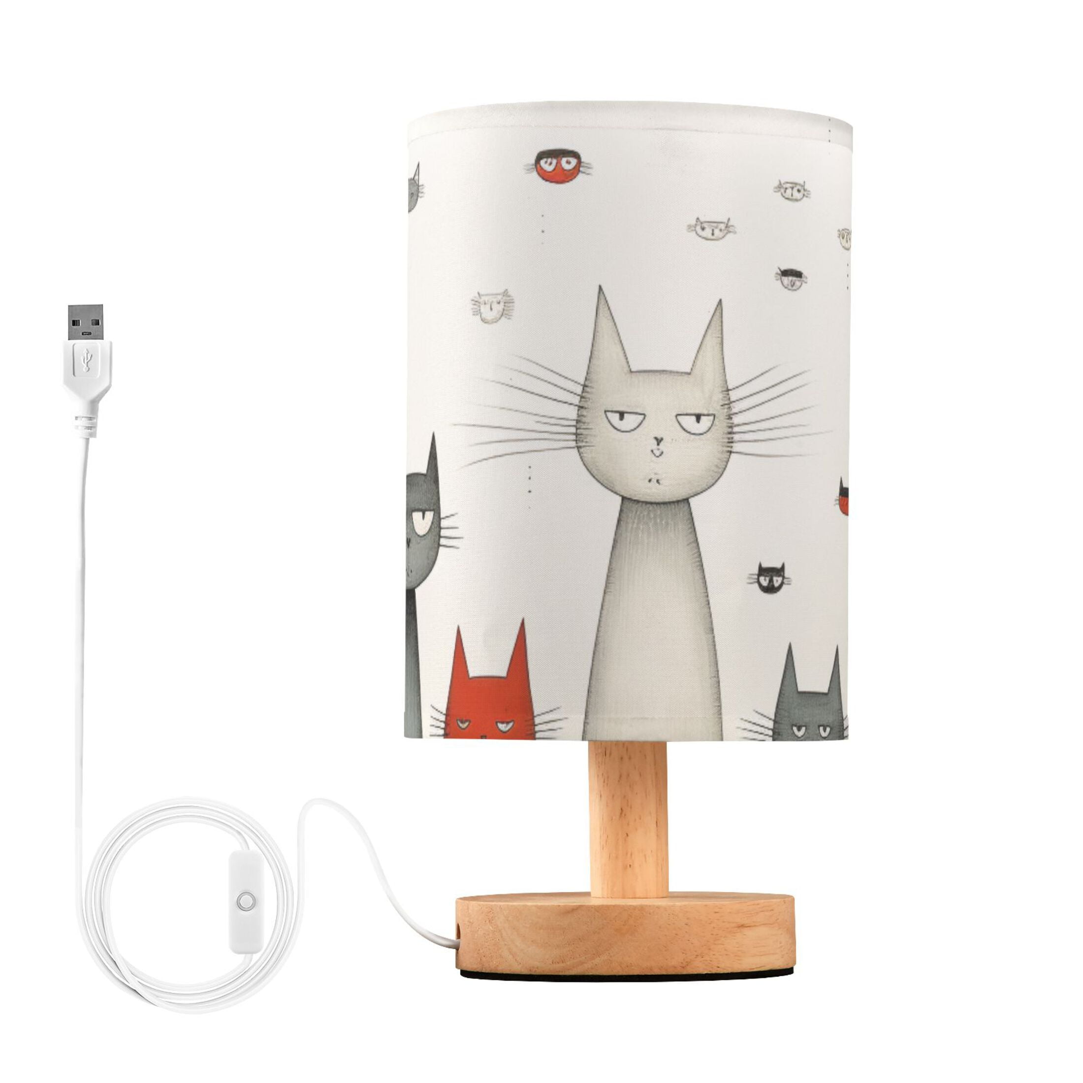 Bedside Desk Lamp LED Cartoon Various Size Cats Table Nightstand Lamps ...