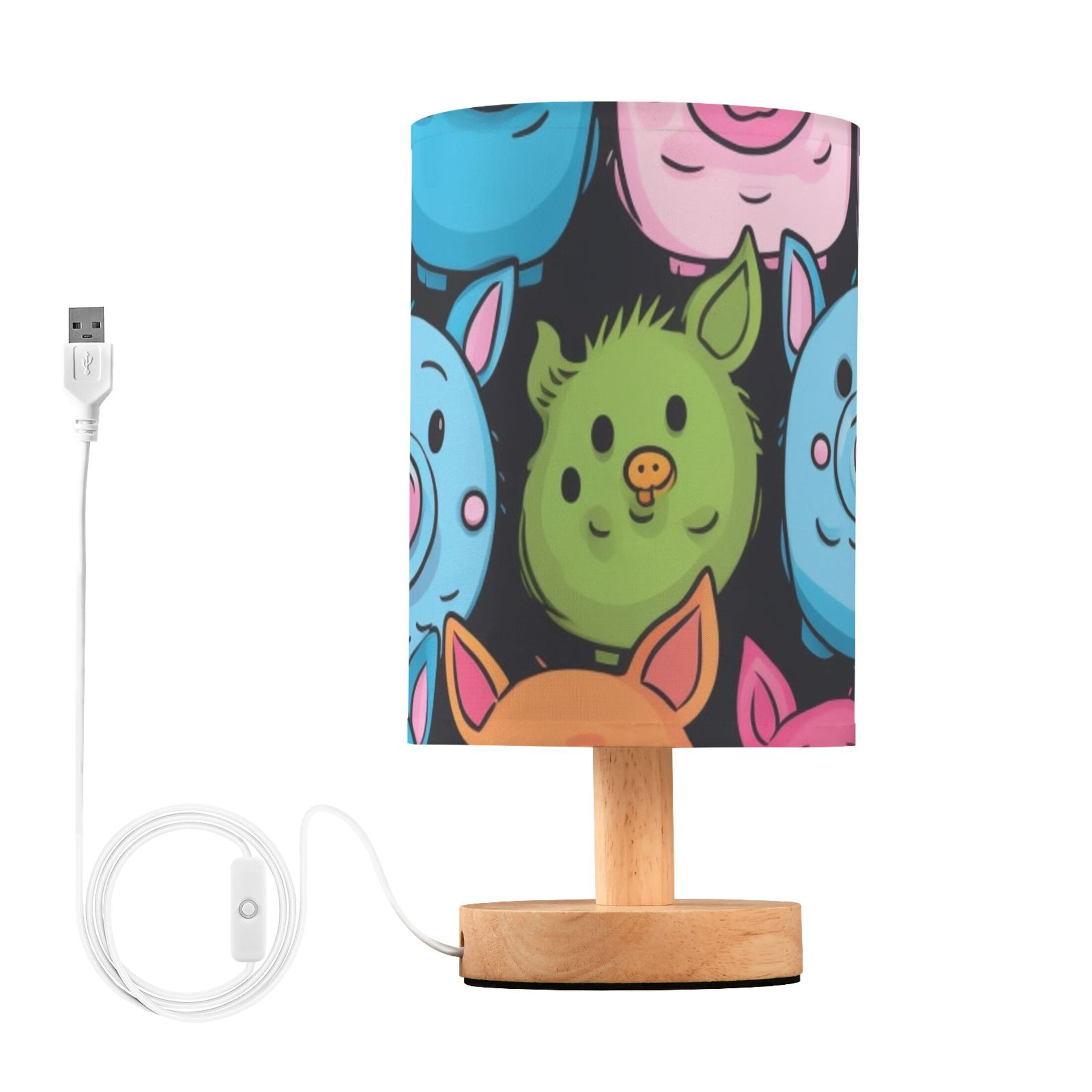 Bedside Desk Lamp LED Colorful Pig Face Table Nightstand Lamps Warm ...