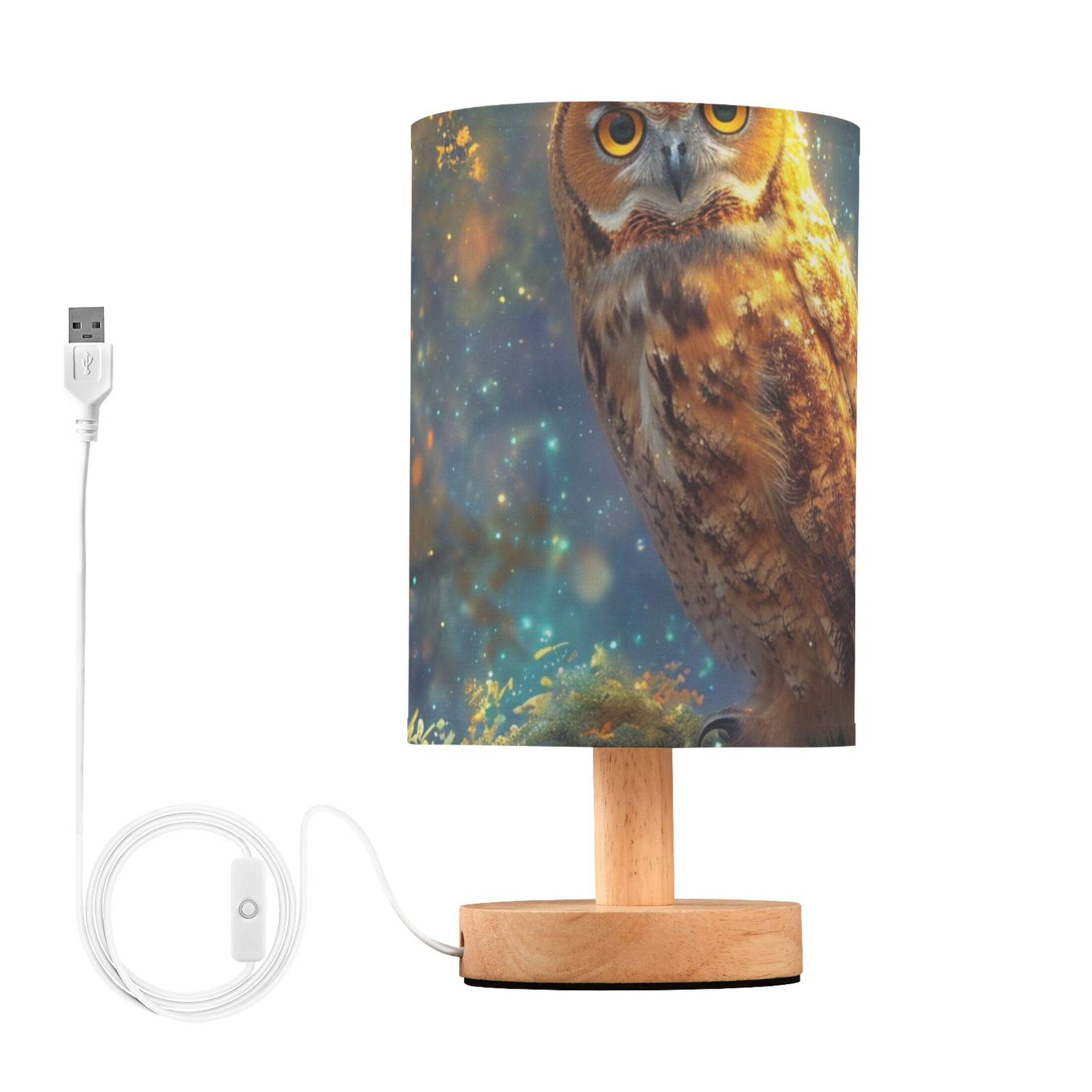 Bedside Desk Lamp LED Cool Owl in Forest Table Nightstand Lamps Warm ...