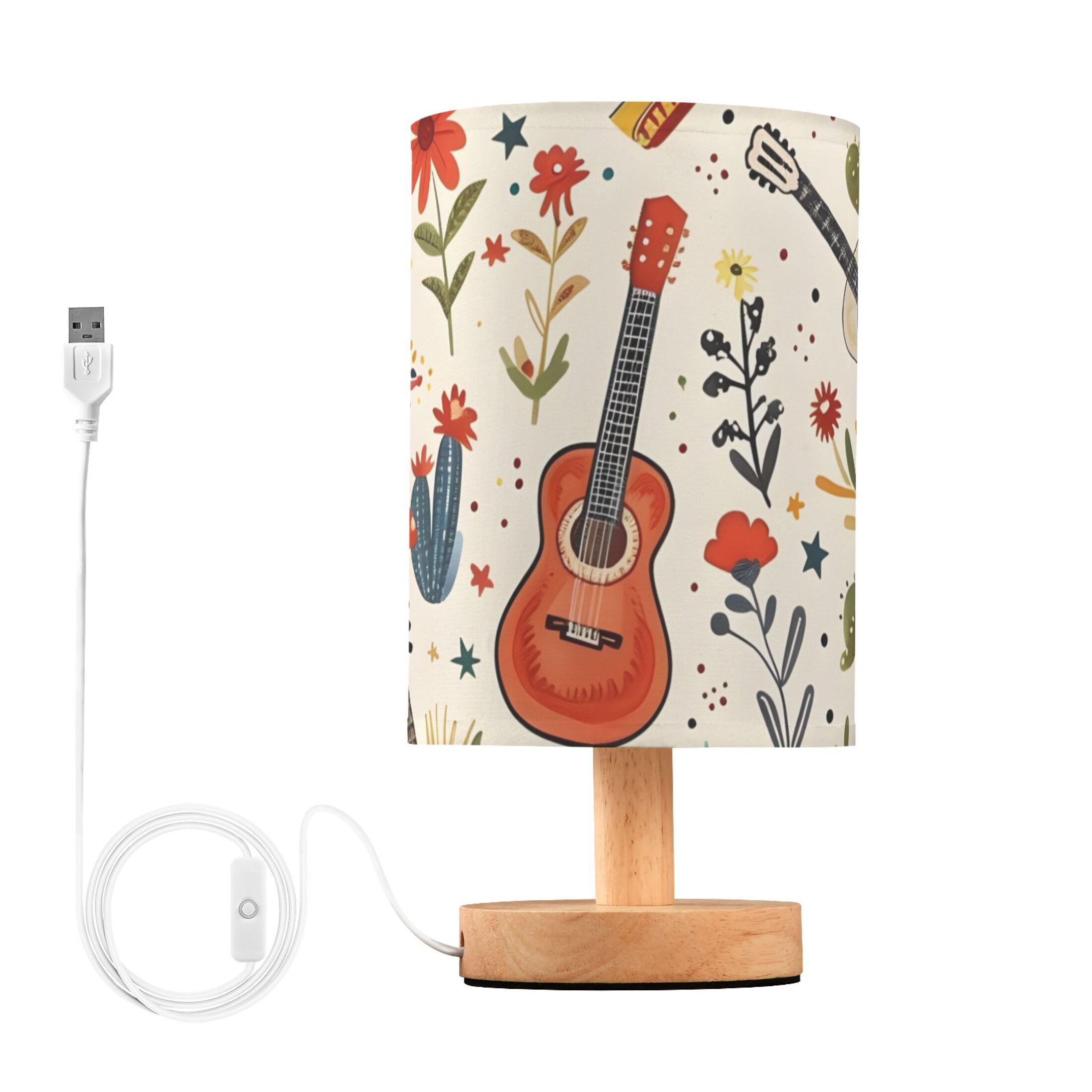 Bedside Desk Lamp LED Cowboy Boot Hat Guitar Flower Table Nightstand ...