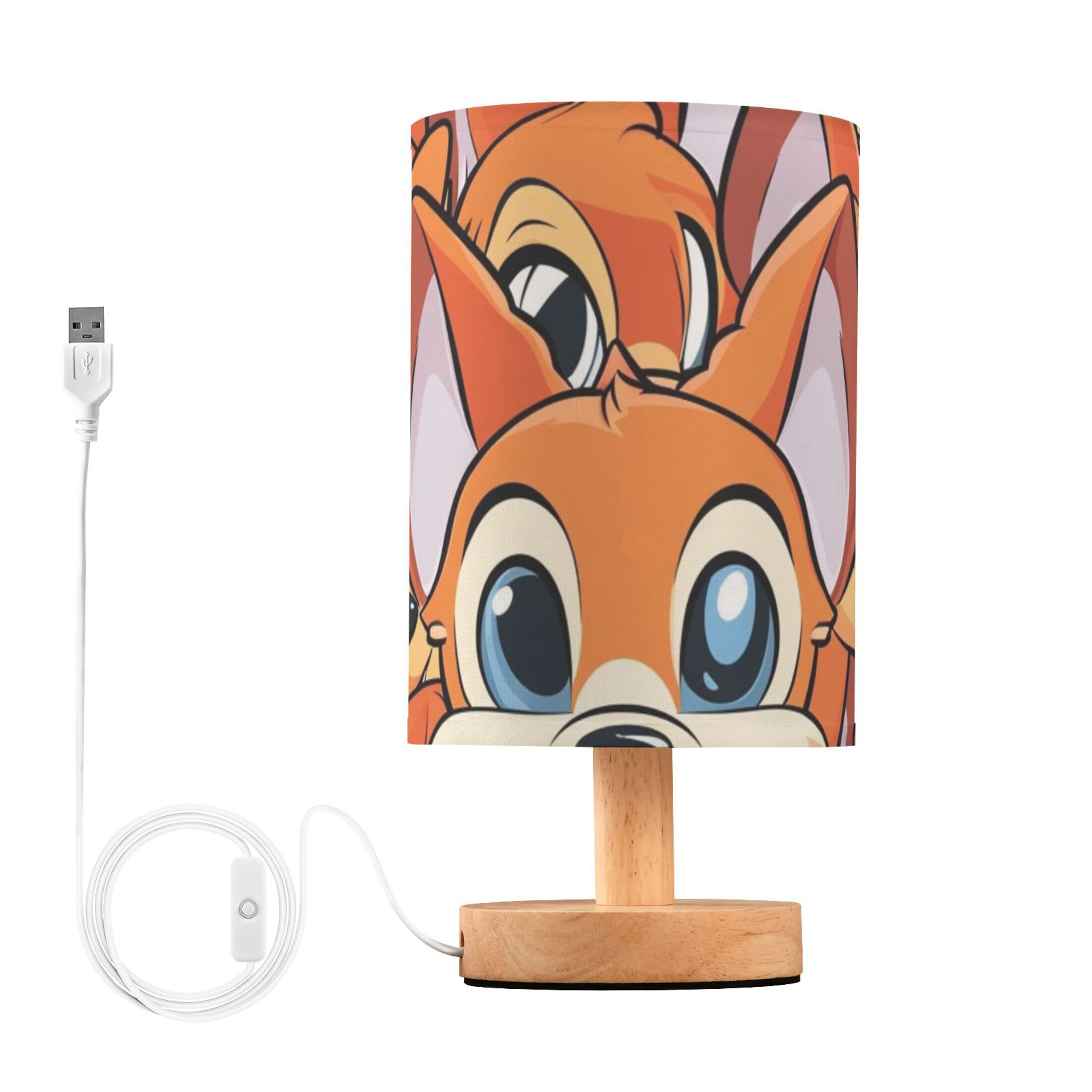 Bedside Desk Lamp LED Cute Foxes Face Table Nightstand Lamps Warm Light ...