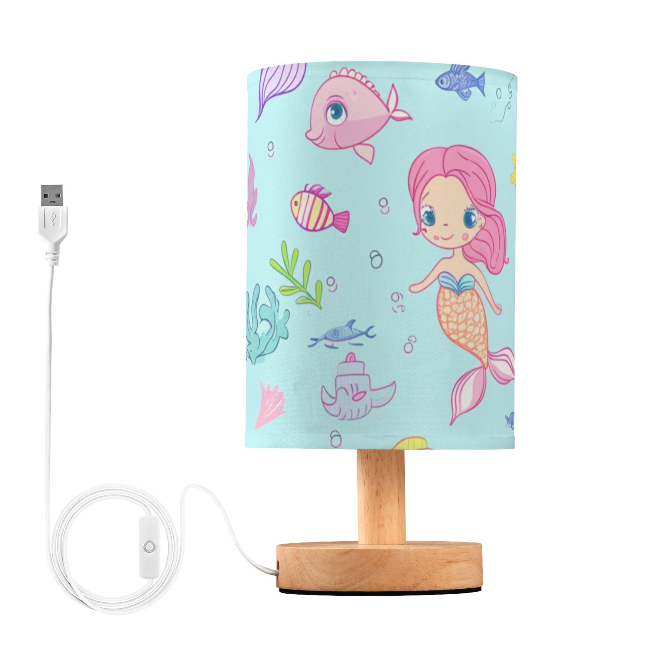 Bedside Desk Lamp LED Cute Mermaid Fish Seaweed Table Nightstand Lamps ...