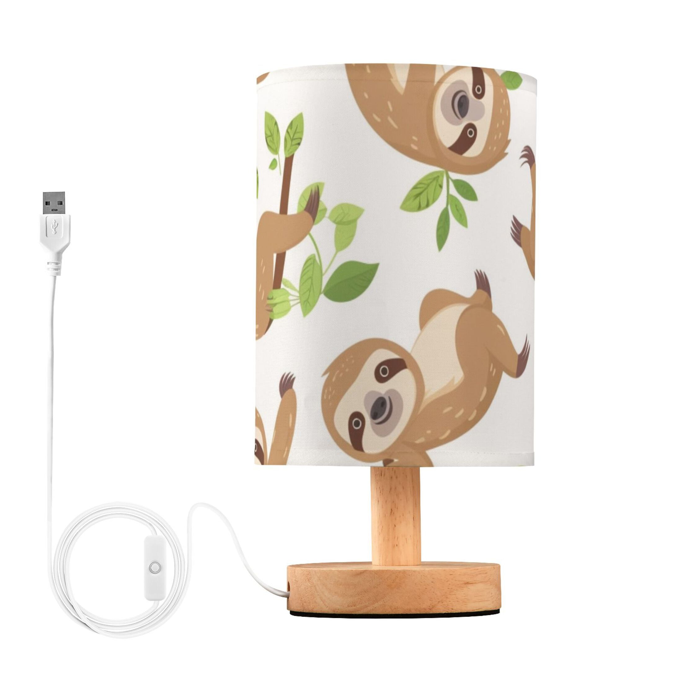 Bedside Desk Lamp LED Cutes Sloth with Leaf Table Nightstand Lamps Warm ...