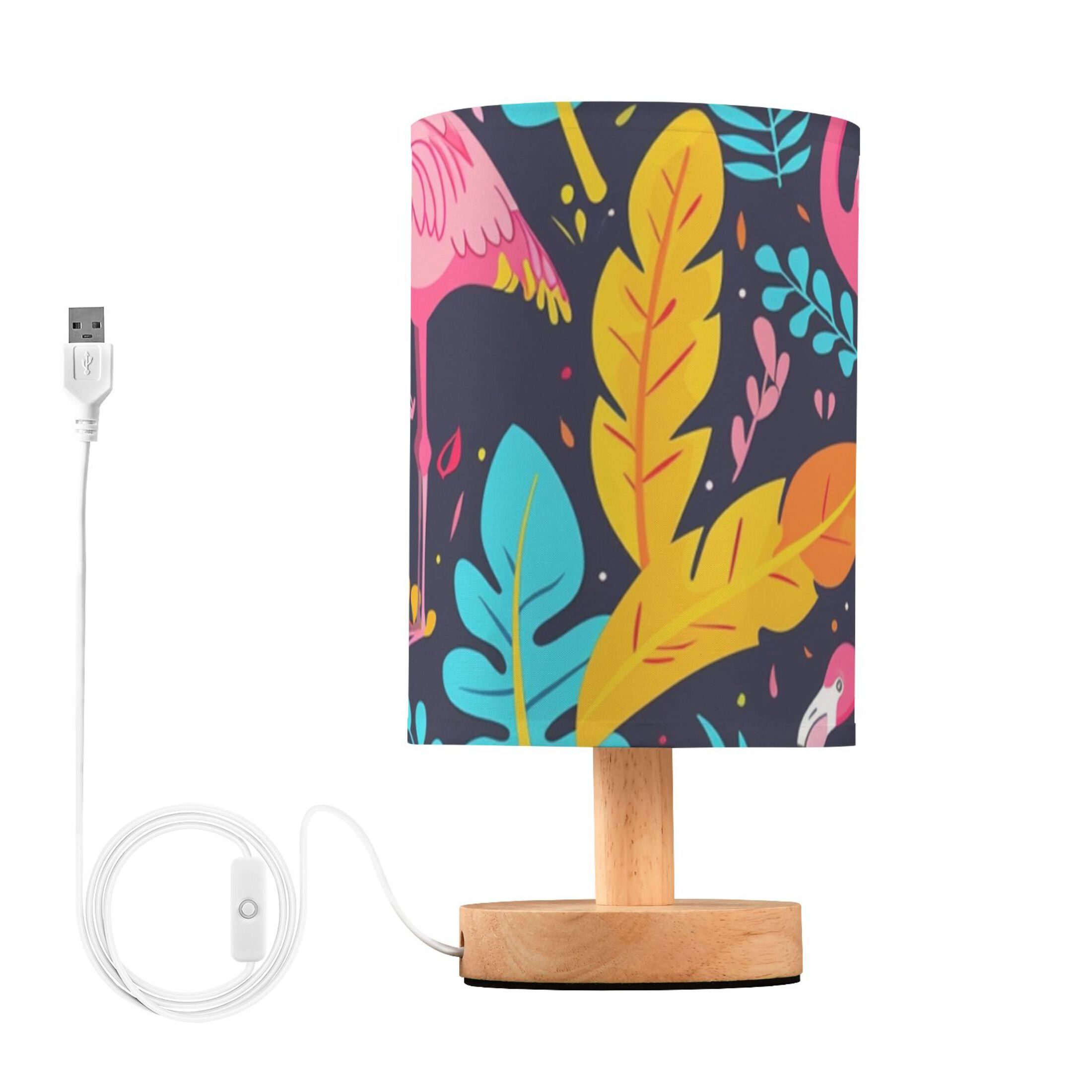 Bedside Desk Lamp LED Flamingo and Leaves Table Nightstand Lamps Warm ...