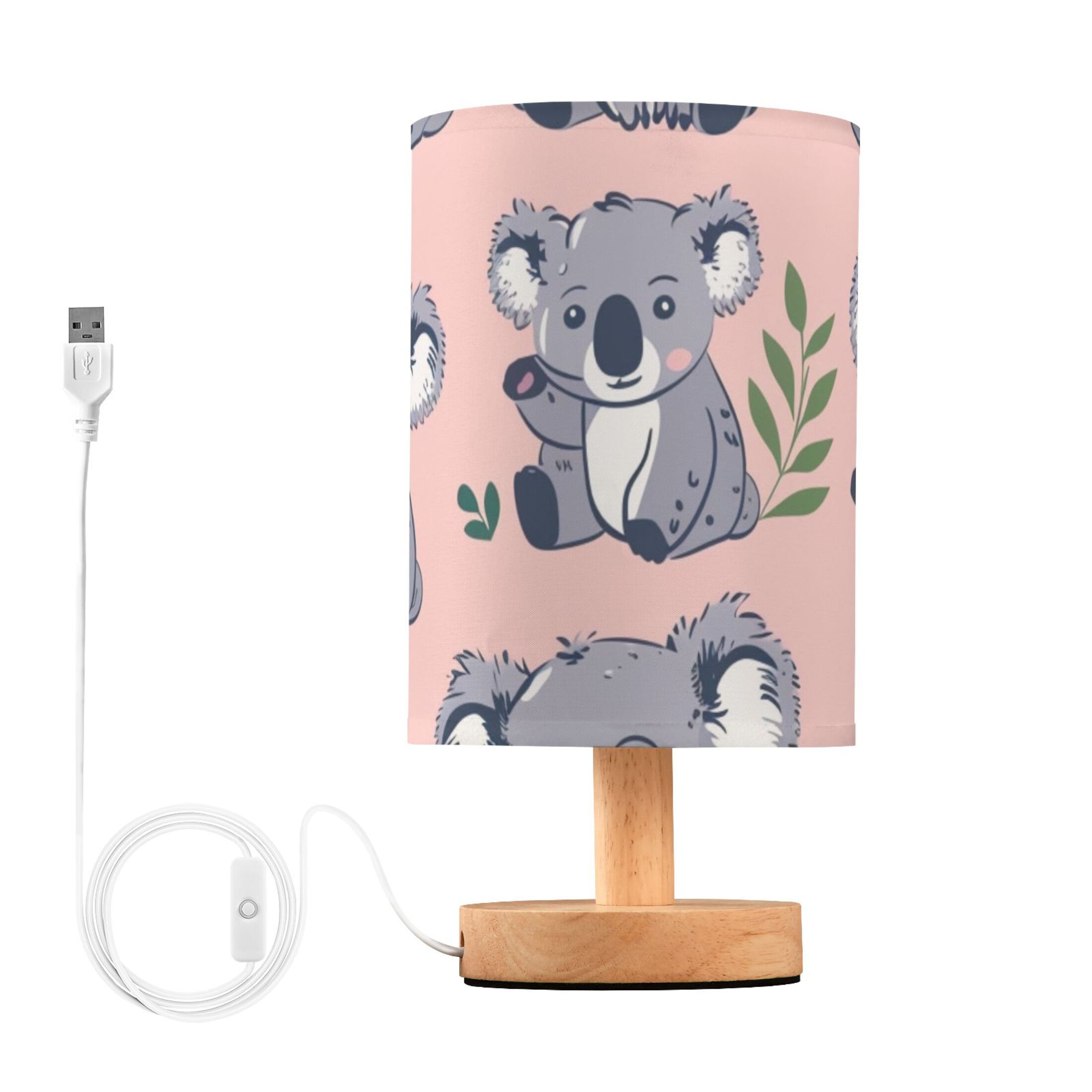 Bedside Desk Lamp LED Koala and Leaves Table Nightstand Lamps Warm ...