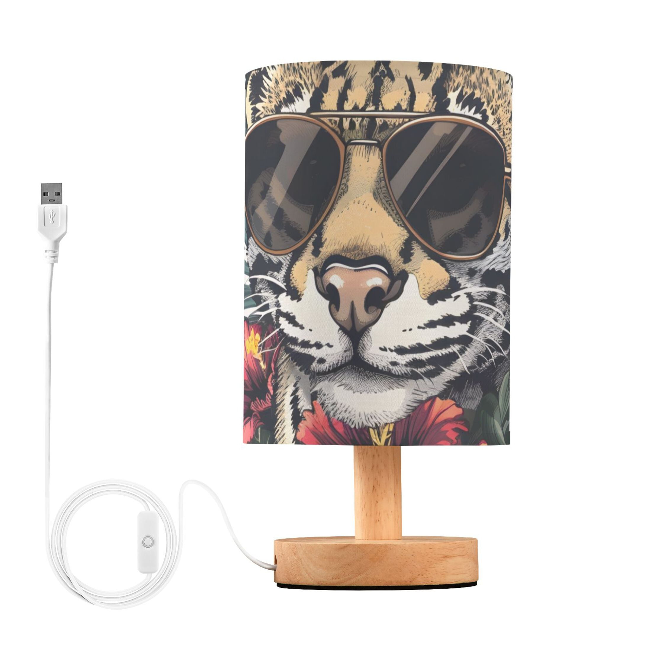 Bedside Desk Lamp LED Leopard Head and Sunglasses Table Nightstand ...