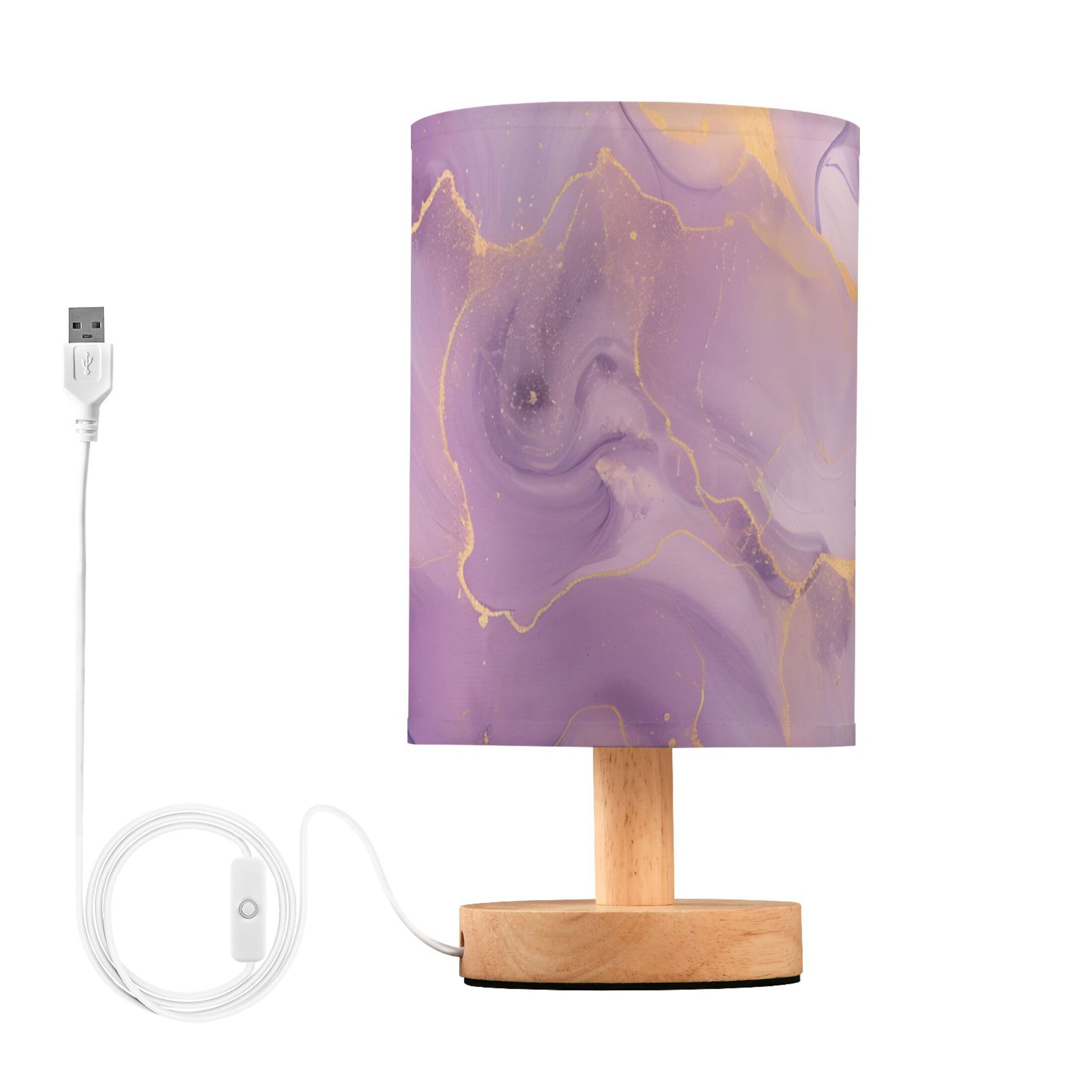 Bedside Desk Lamp LED Lilac Purple Gold Marble Table Nightstand Lamps ...
