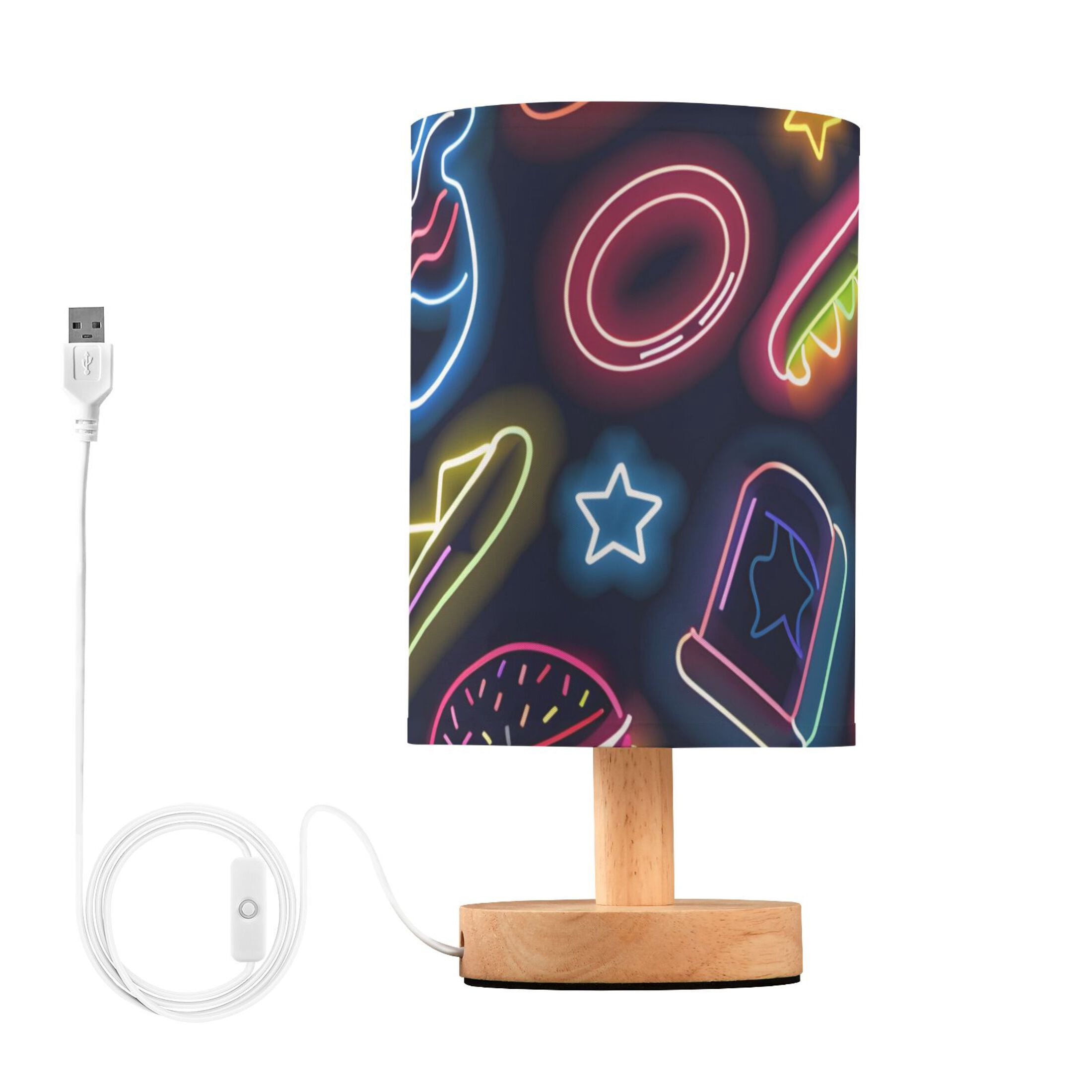 Bedside Desk Lamp LED Neon Hamburger Hot Dog Fruits Table Nightstand ...