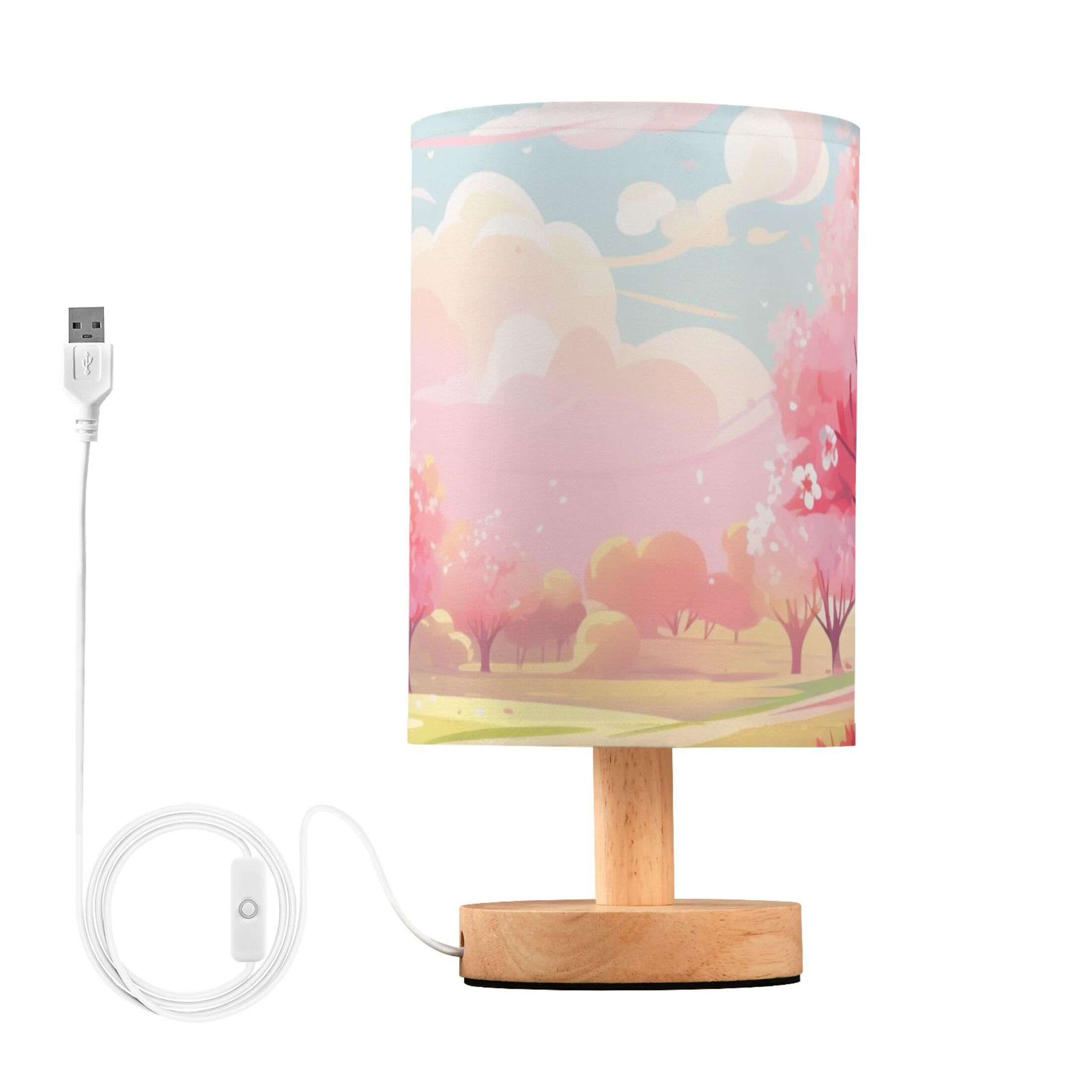 Bedside Desk Lamp LED Path in Cherry Blossom Forest Table Nightstand ...