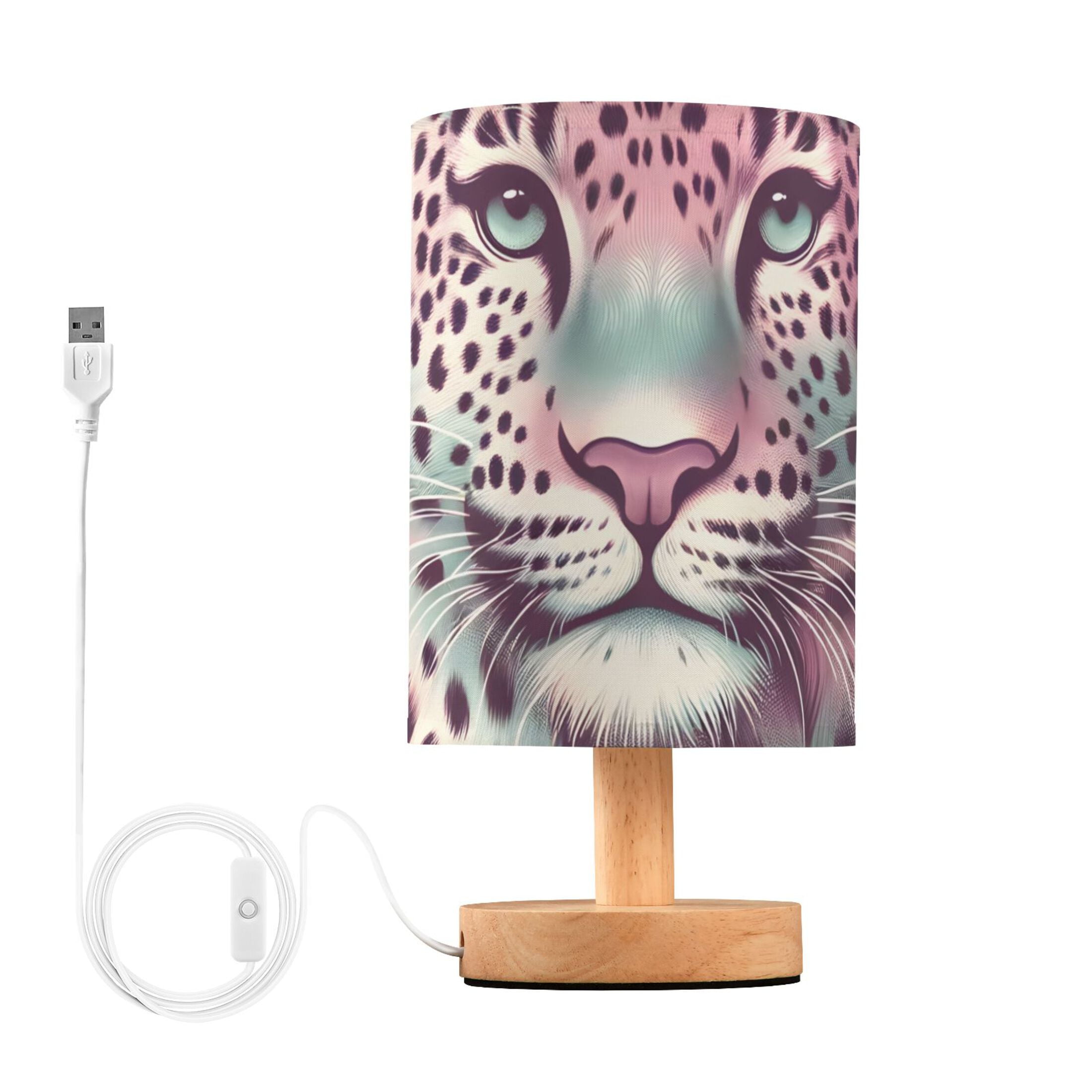 Bedside Desk Lamp LED Pink Leopard Animal Table Nightstand Lamps Warm ...