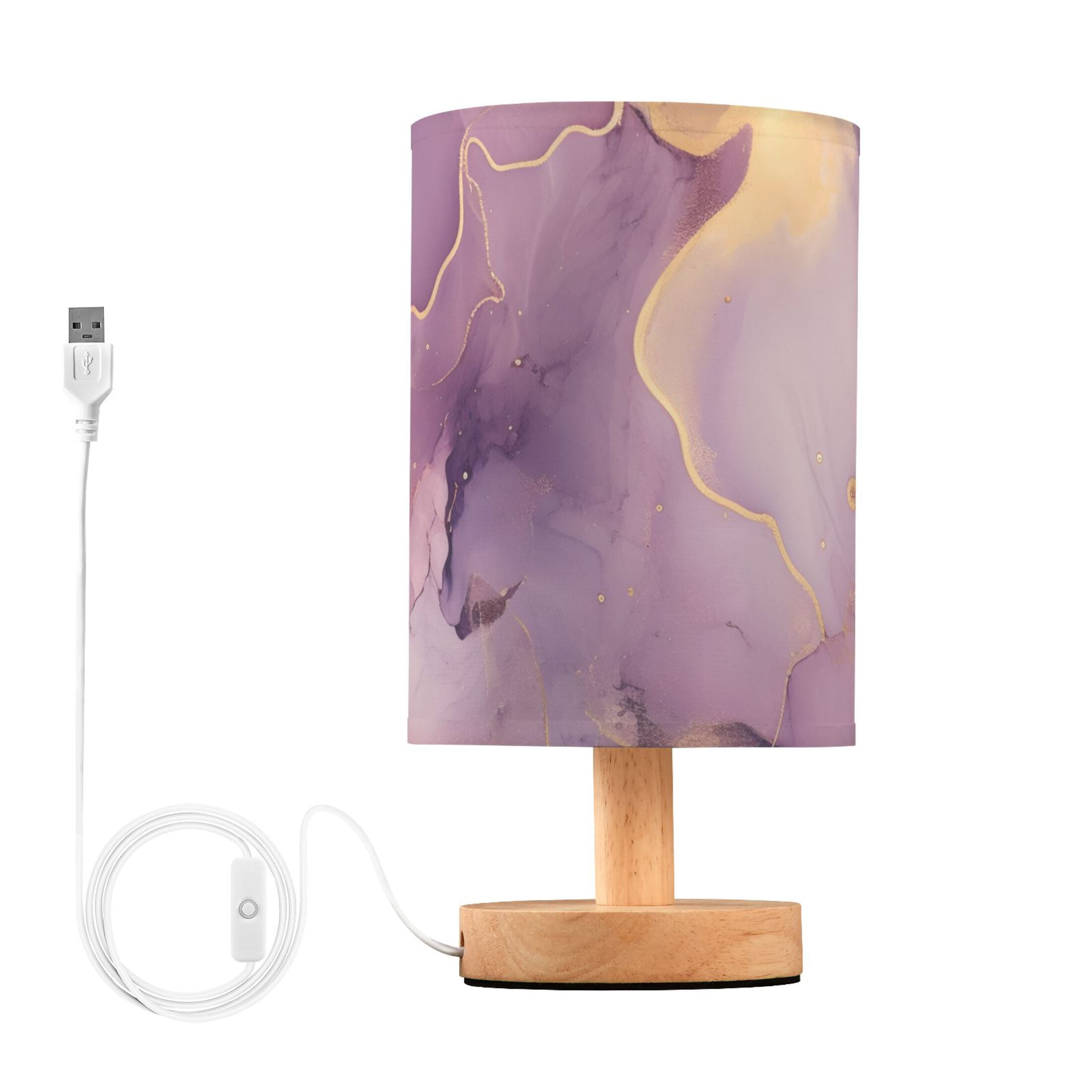 Bedside Desk Lamp LED Purple Lilac Gold Marble Table Nightstand Lamps ...