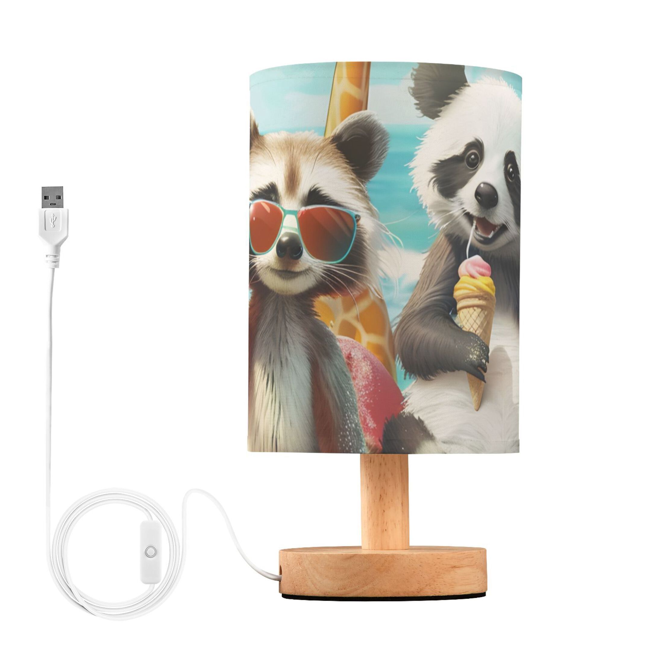 Bedside Desk Lamp LED Raccoon Surfer and Sloth Panda Table Nightstand ...