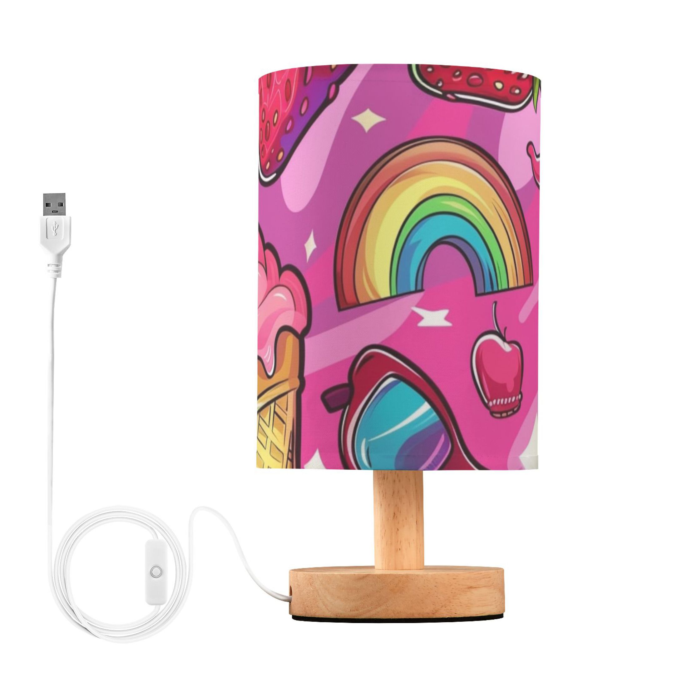 Bedside Desk Lamp LED Strawberry Rainbow Sunglasses Table Nightstand ...