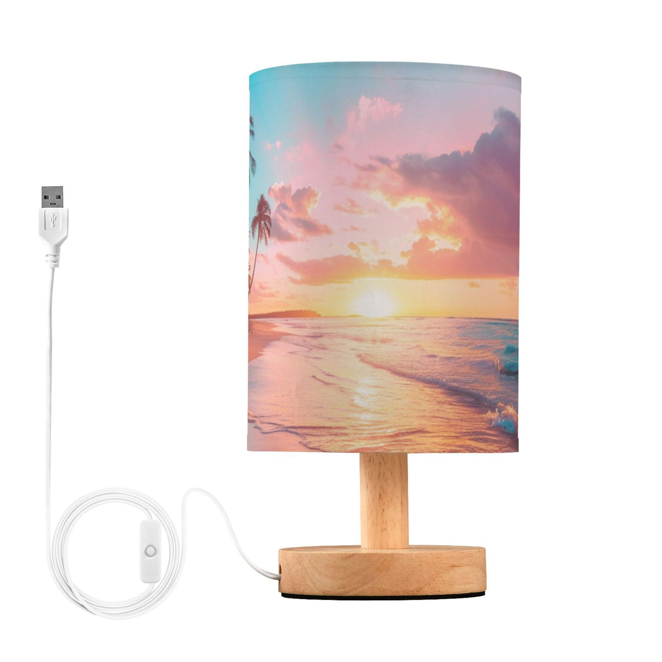 Bedside Desk Lamp LED Summer Sunset Beach Table Nightstand Lamps Warm ...