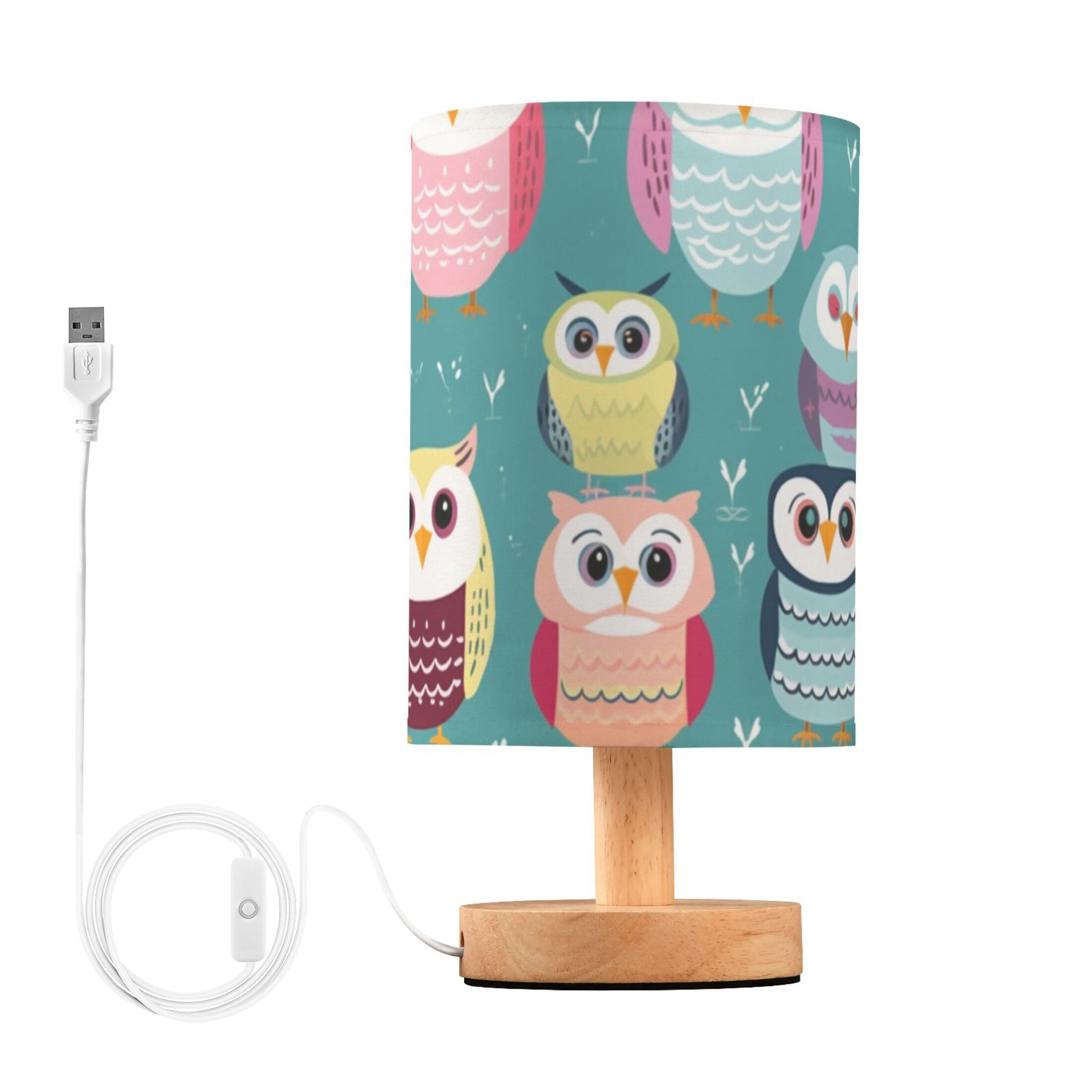 Bedside Desk Lamp LED Various Color Owls Table Nightstand Lamps Warm ...