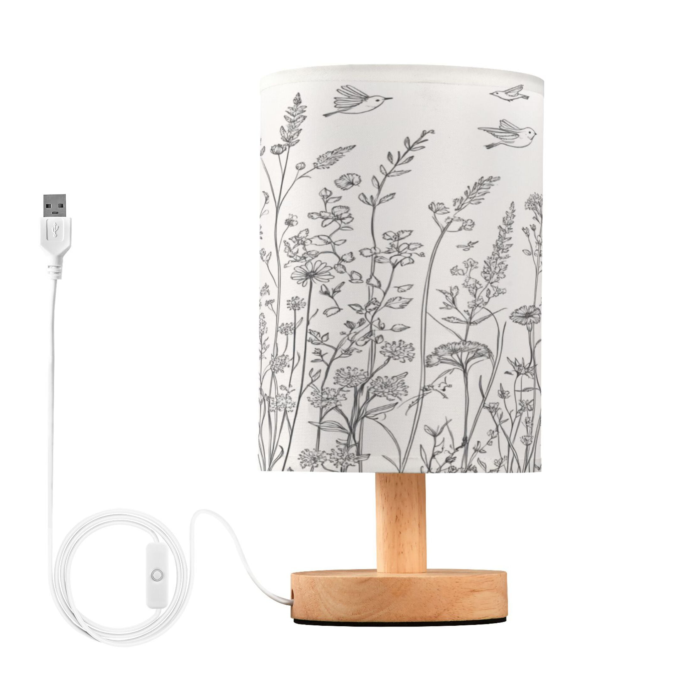 Bedside Desk Lamp LED Wild Flowers and Birds Table Nightstand Lamps ...