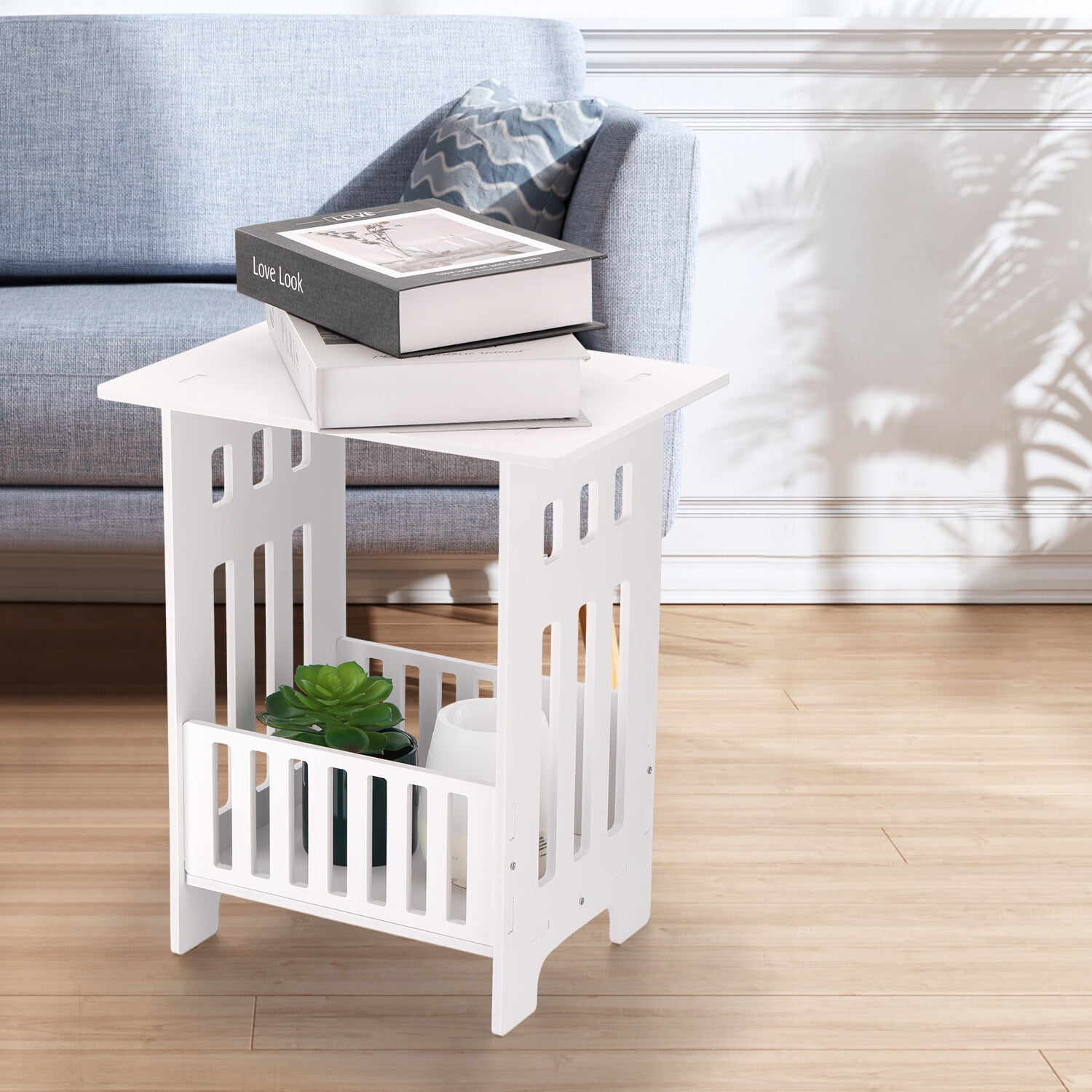 Bedside End Table, Oyajia Small Sofa Coffee Table Storage Shelf for ...