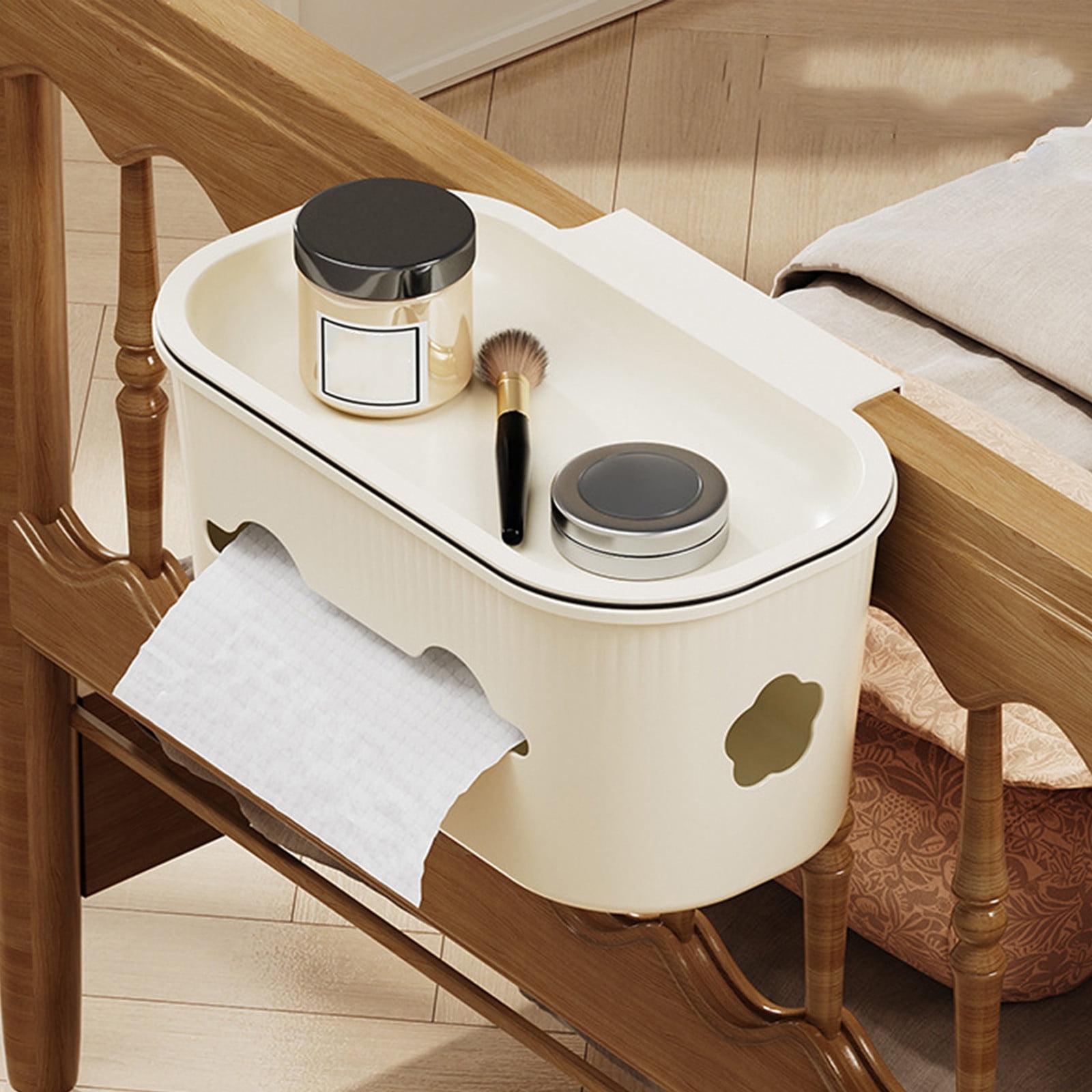 Bedside Hanging Storage Basket with Lid for Phone, Tissues & Essentials ...