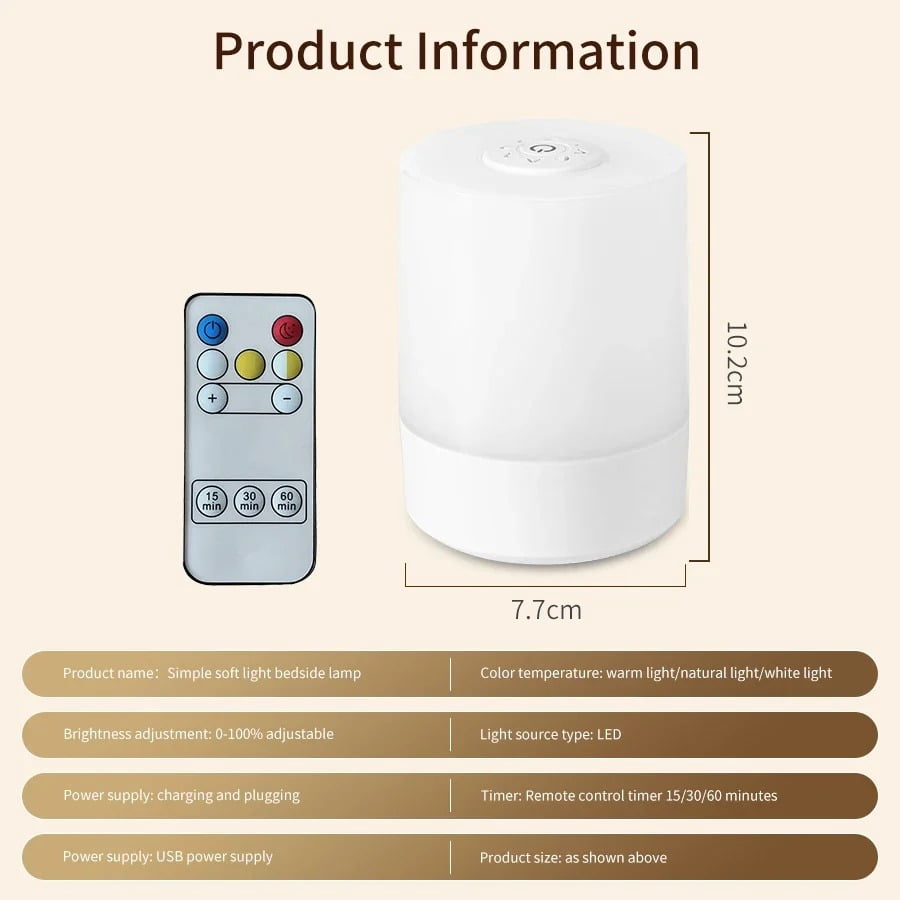 Bedside LED Touch Night Lights Dimmable Rechargeable Desktop Table Lamp ...