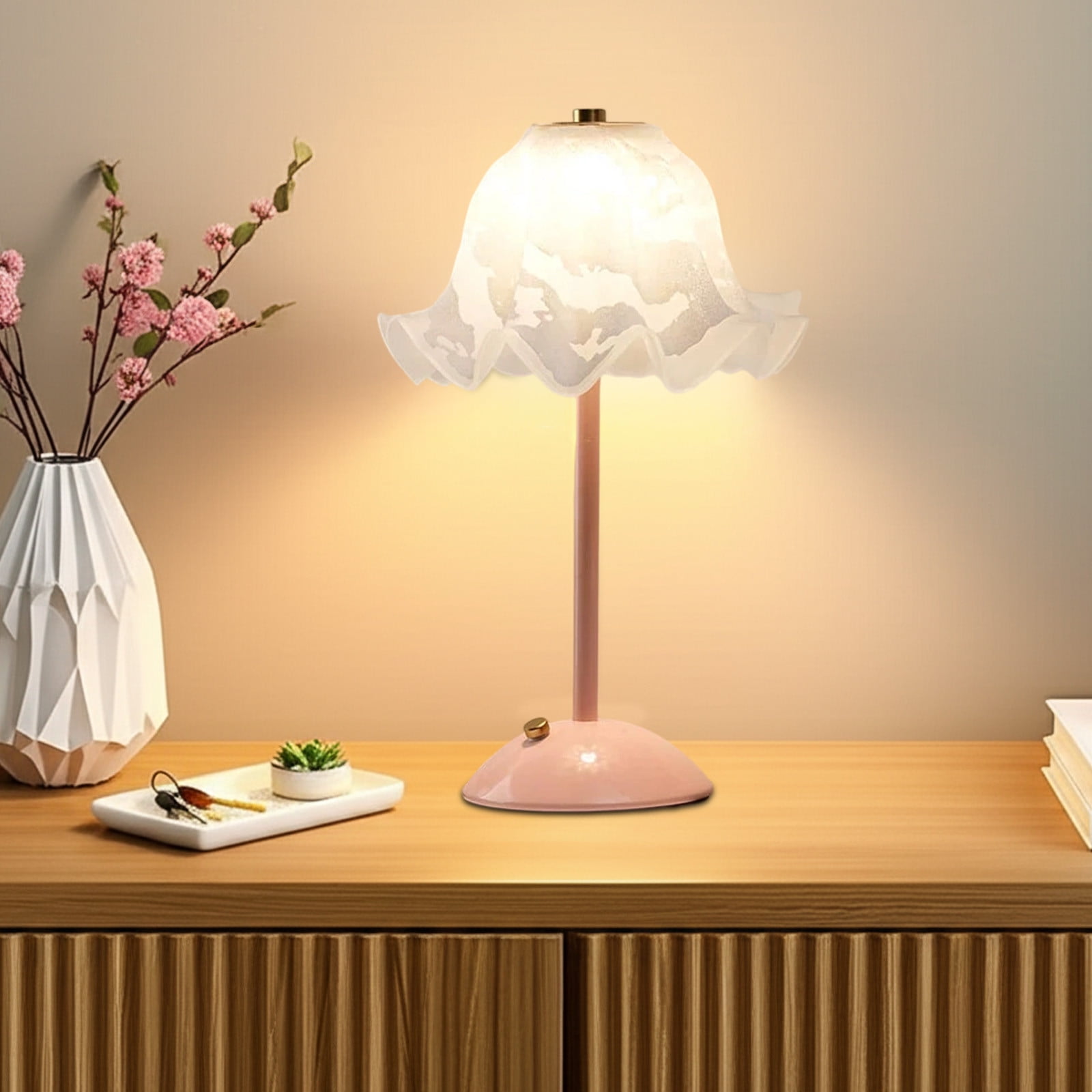 Bedside Lamp under $5! Yannianjz Flower Bedside Lamp,Pink Petal Table ...