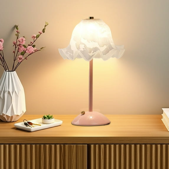 Bedside Lamp under $5! Yannianjz Flower Bedside Lamp,Pink Petal Table ...