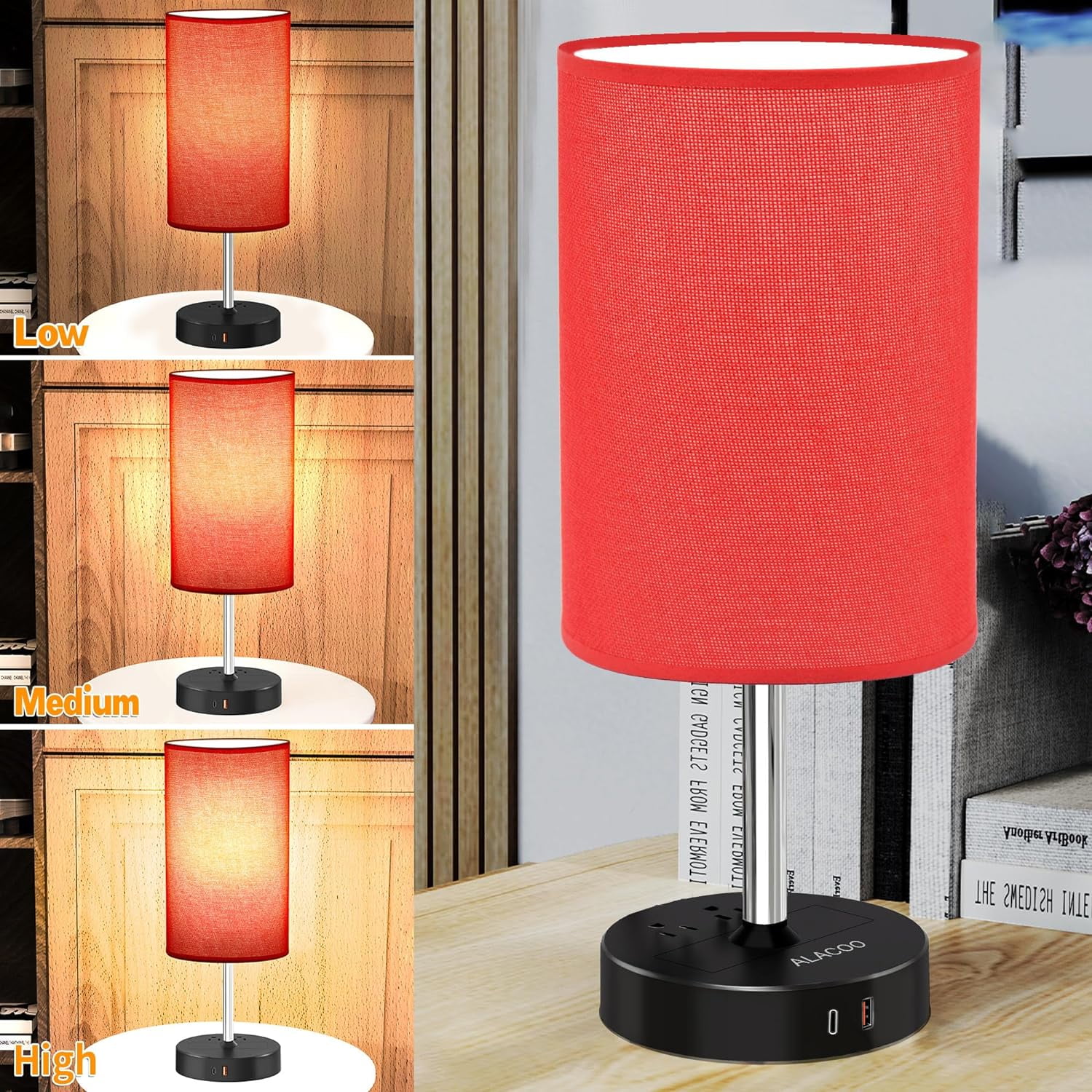 Bedside Lamp Touch Control Table Lamp With Usb C + A Charging Port ...