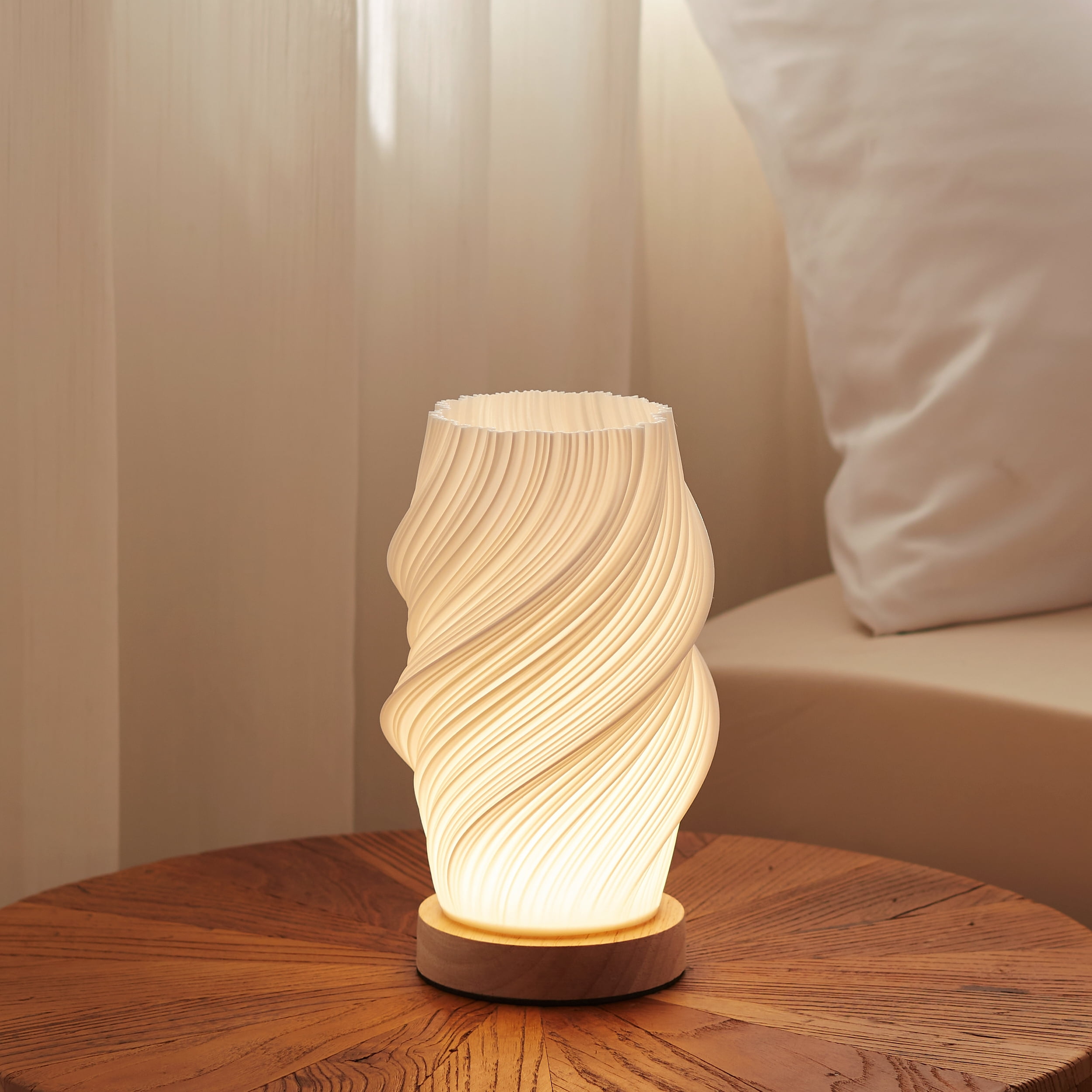 Bedside Lamp with Woodbase - Button Control Table Lamp for Bedroom 12 ...