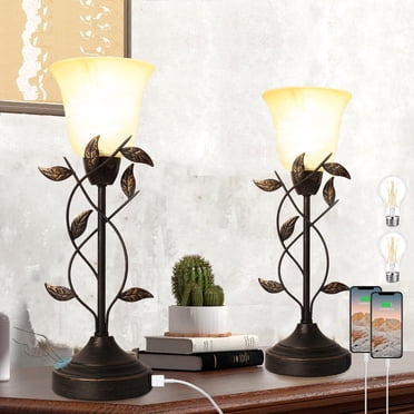 2 Pack Touch Lamps for Bedroom with Dual USB Ports- Bedside Lamps with ...