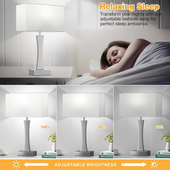 Bedside Lamps for Night Stands - 3 Way Dimmable Table Lamp for Bedroom ...