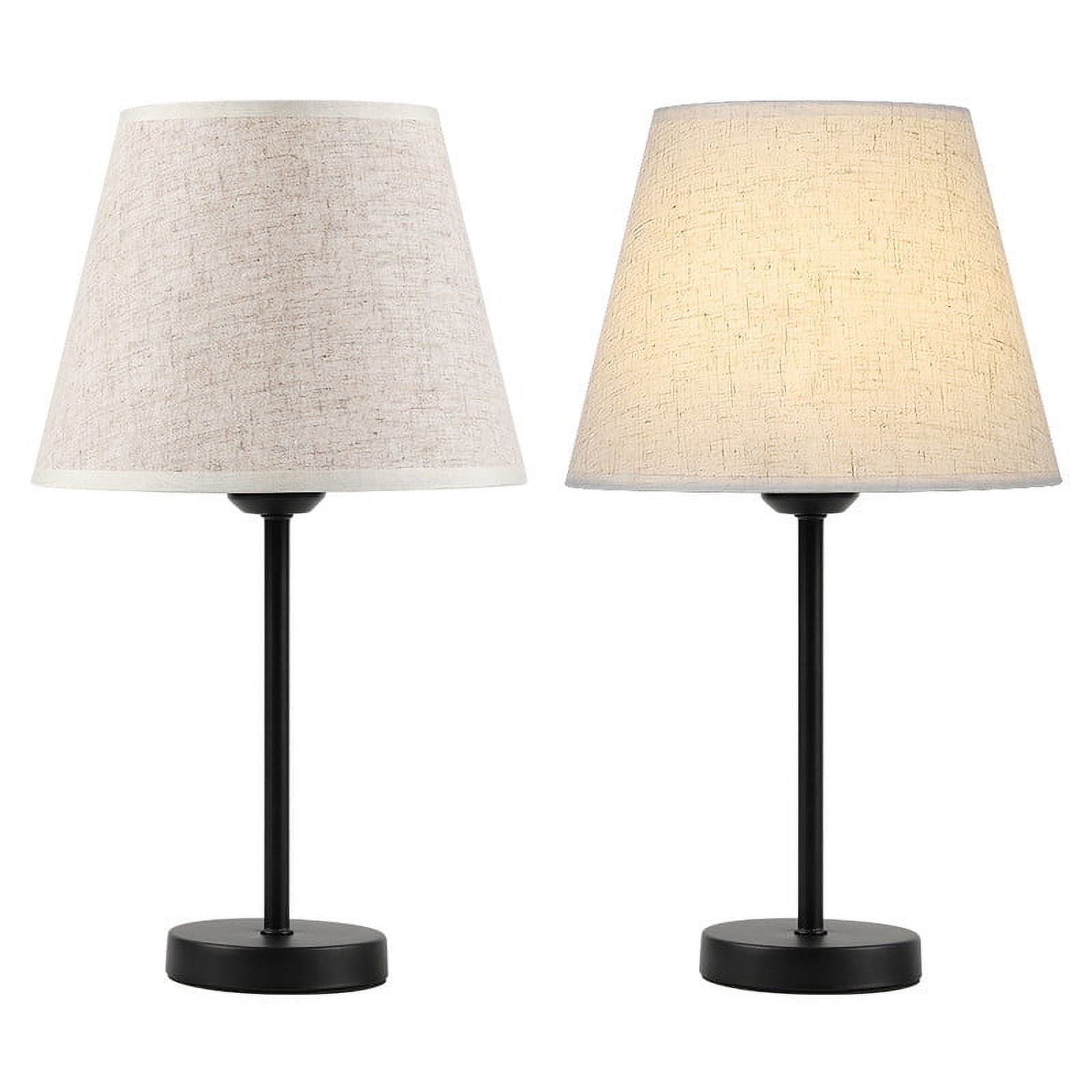 Bedside Lamps Set of 2, Modern Side Table Lamp with Black Metal Base ...