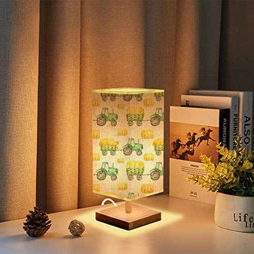 Bedside Lamps Watercolor Seamless with Tractor Harvest Haystacks ...