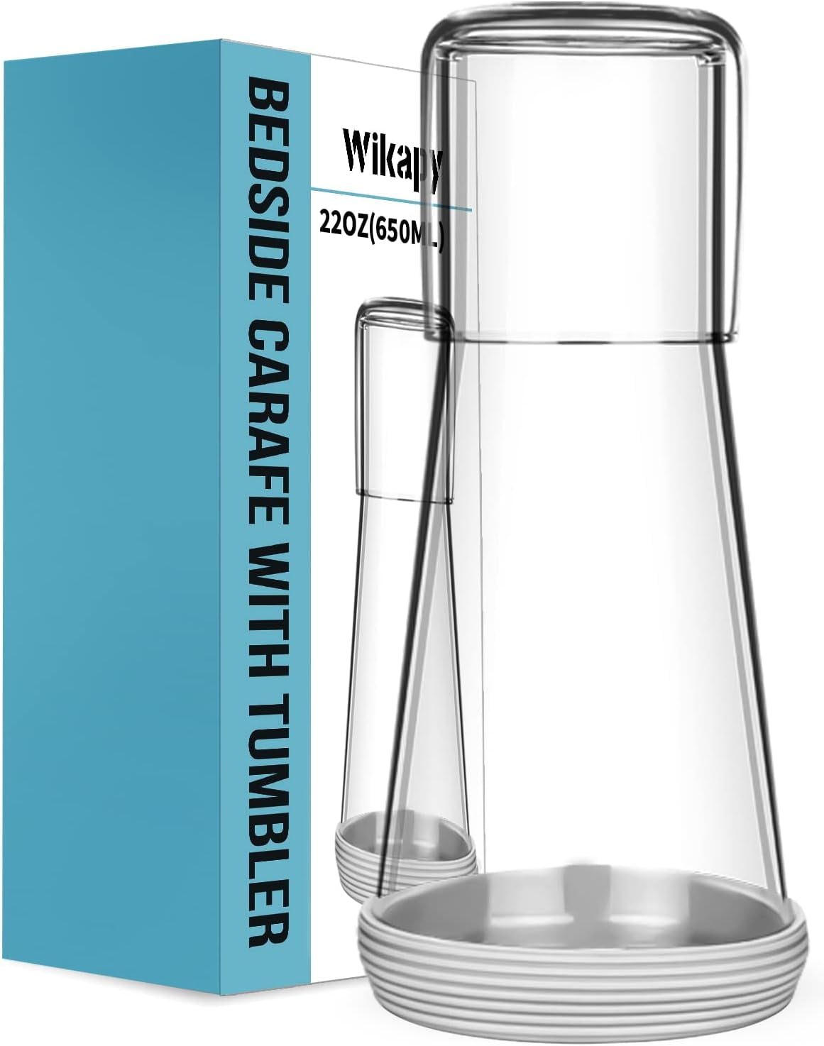 Bedside Night Water Carafe Set with Tumbler Glass, Clear Nightstand ...