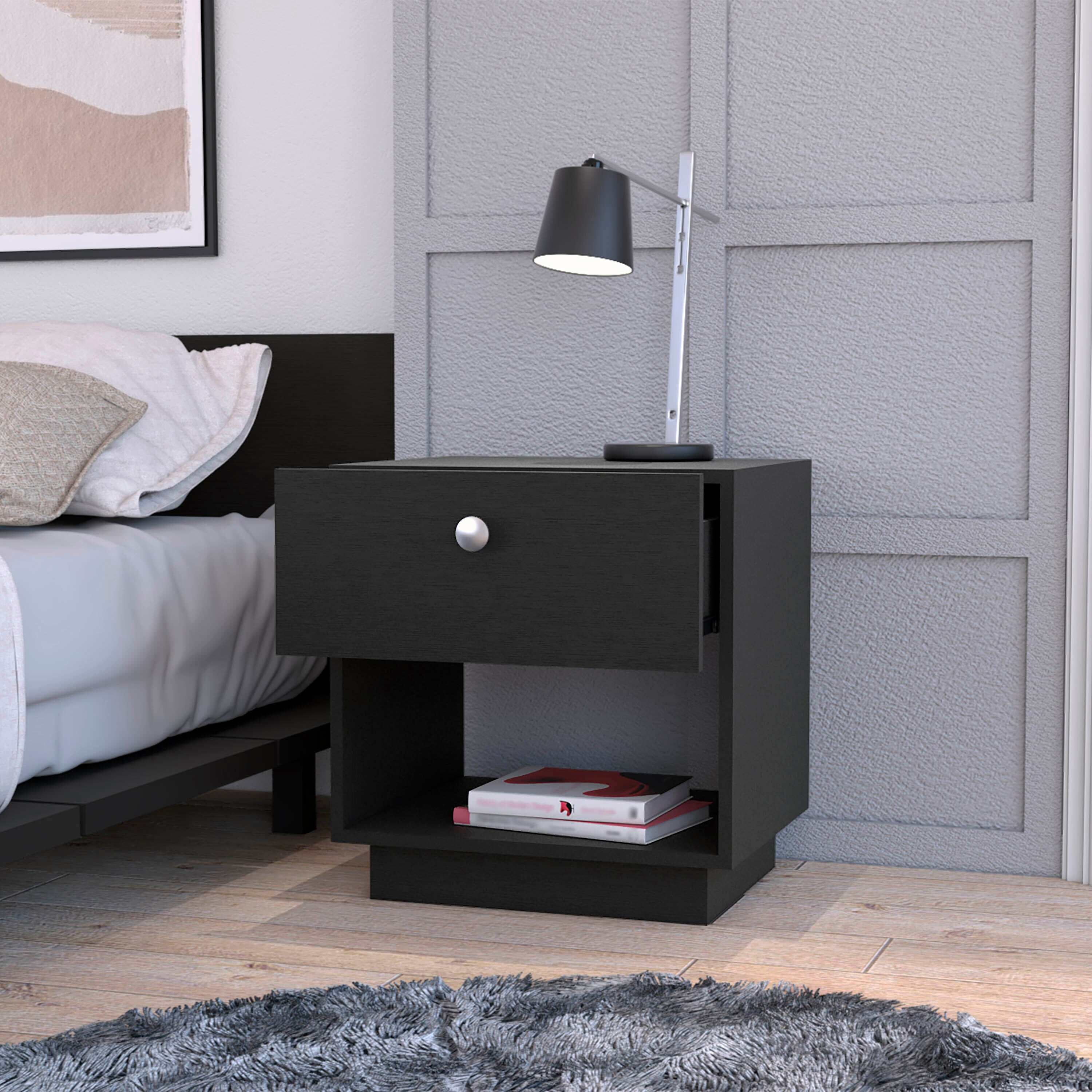 Bedside Nightstands, Wenge 1-Drawer Nightstand, Wenge Wooden ...