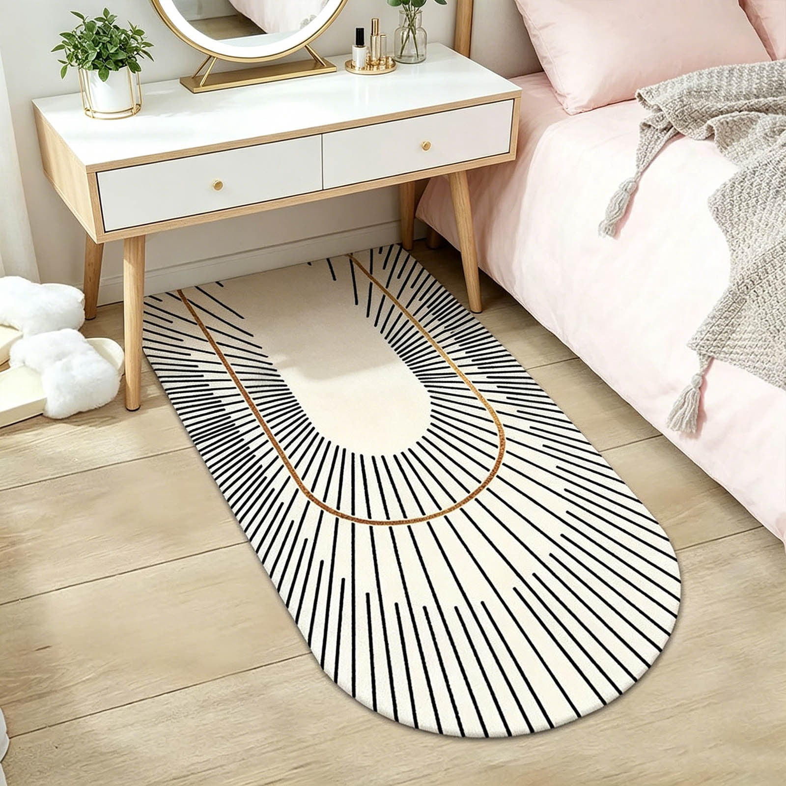 Bedside Rug,Non Slip Bottom With Quick Dry Short Pile Surface,Four ...