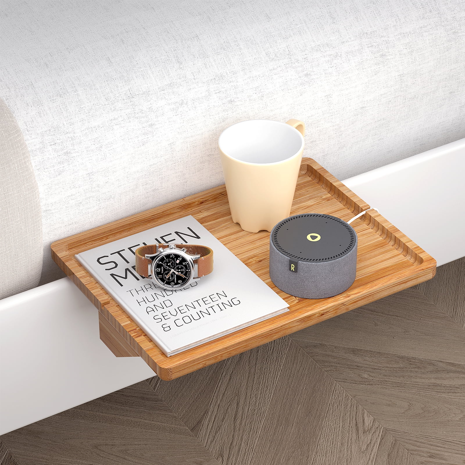 Bedside Shelf Bamboo Nightstand Tray for Bunk Bed Bedside Table Pezin ...