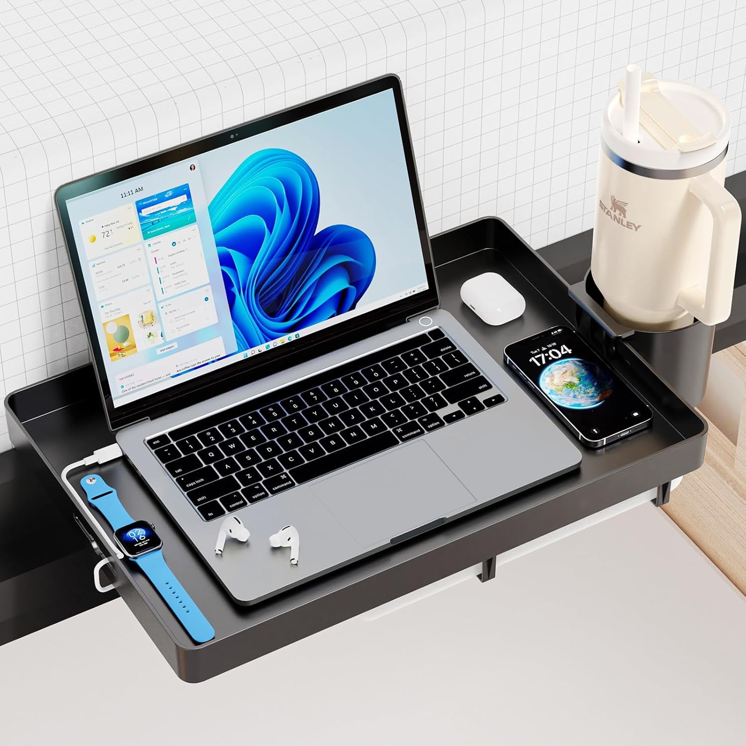 Bedside Shelf, Bunk Bed Table Shelf for Top Bunk, Black Clip On ...