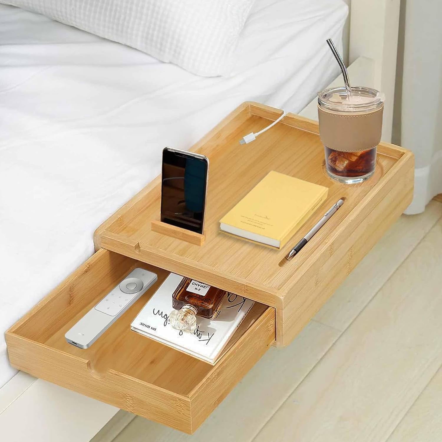Bedside Shelf for Bunk Bed & Top Bunk, Floating Nightstand with Drawer ...