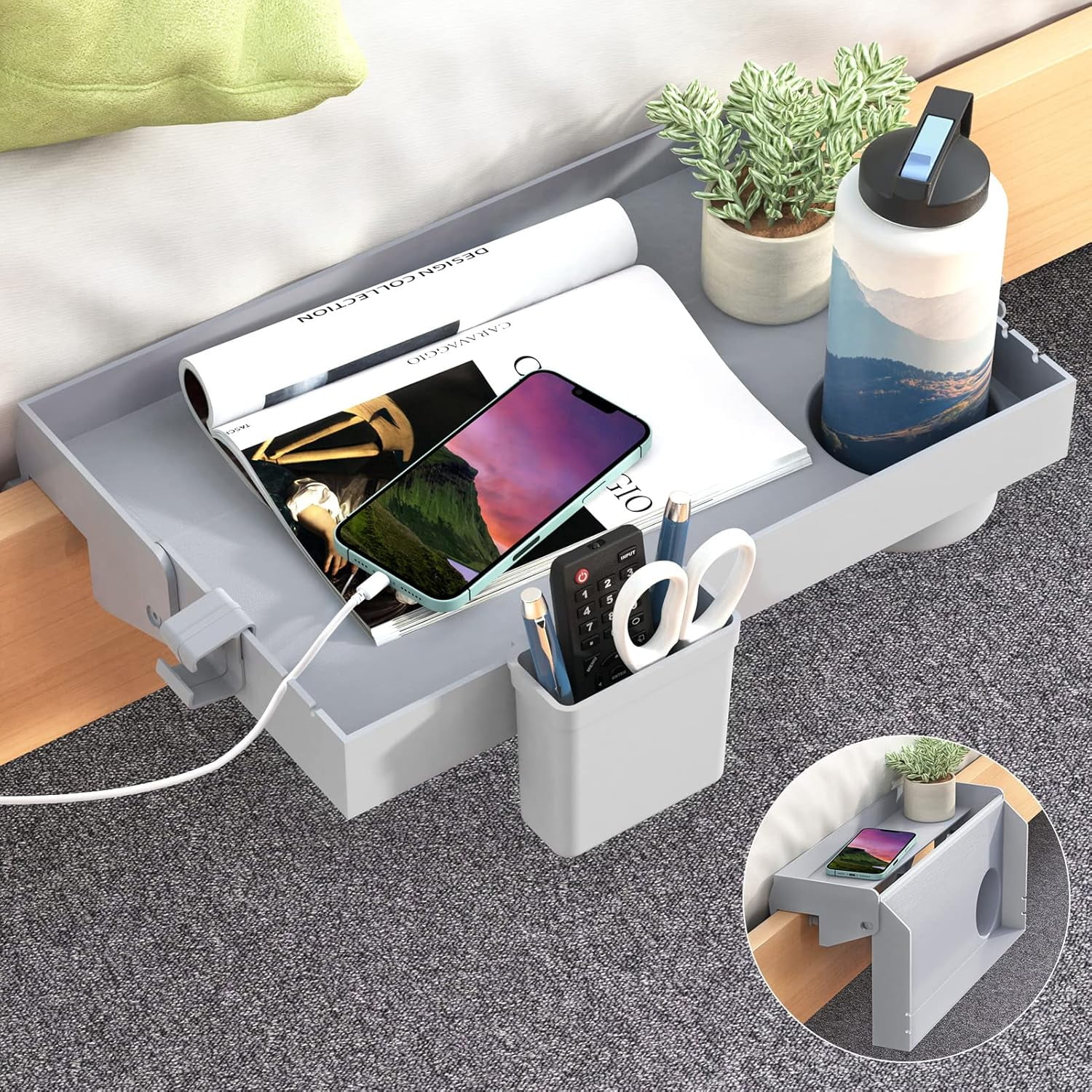 Bedside Shelf for Bed, Top Bunk Bed Shelf Foldable Clip On Nightstand ...