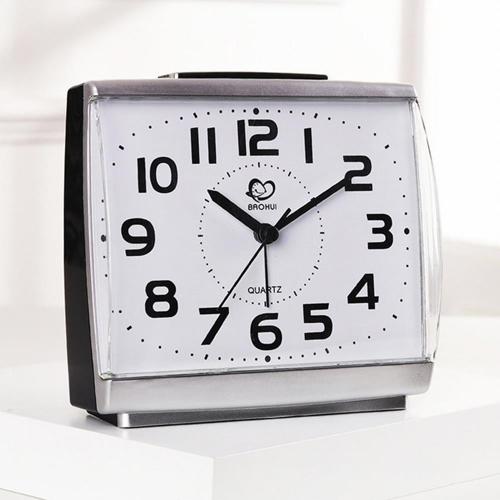 Bedside Small Silent No Tick Alarm Clock Quartz Battery Operated Wake ...