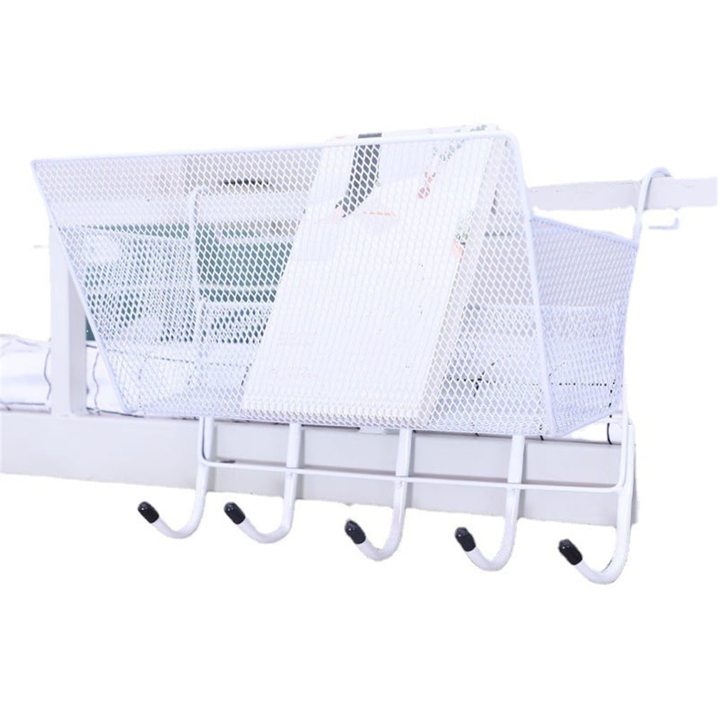 Bedside Storage Basket with Hooks Set, Happon Metal Hanging Basket Rack ...