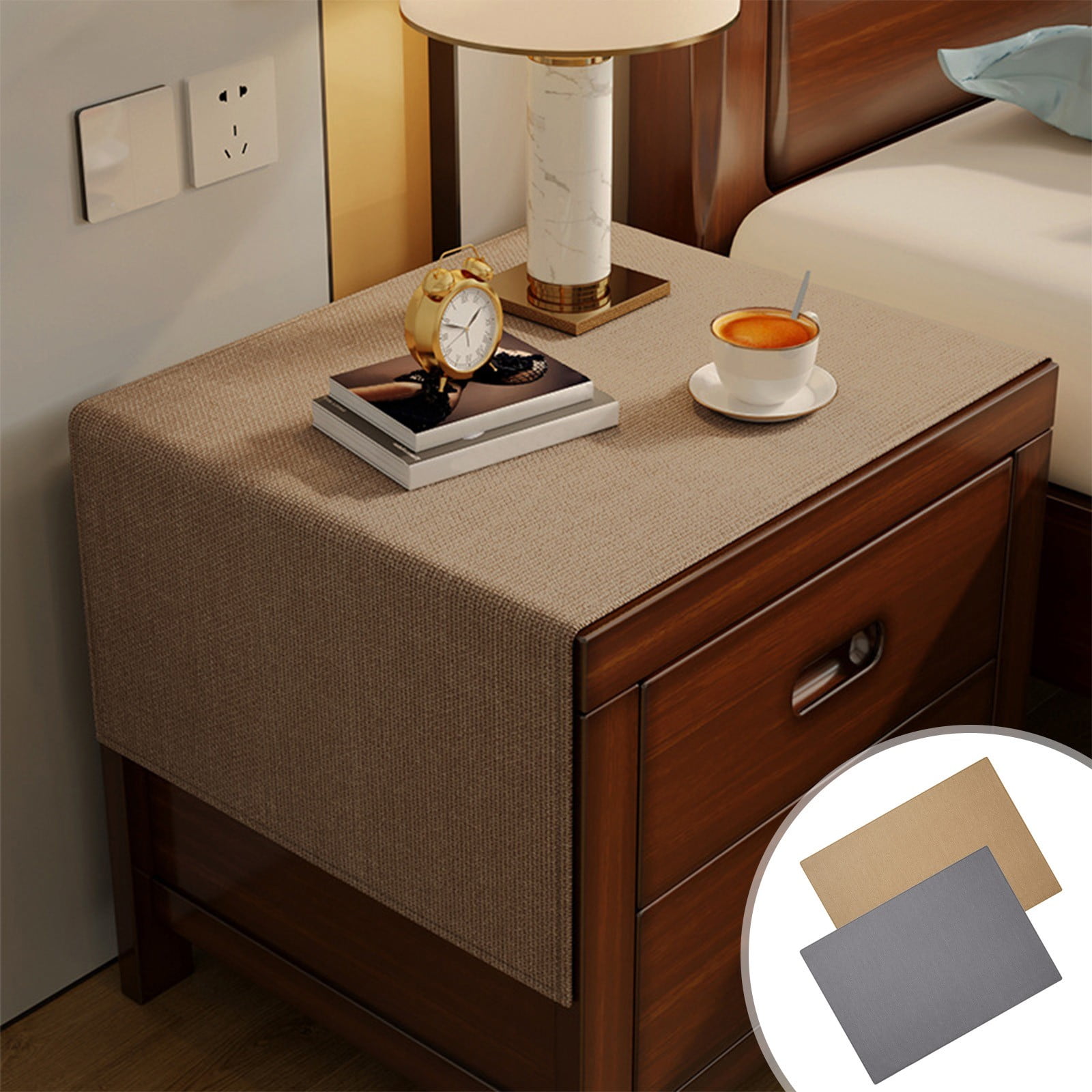 Bedside Table Cover, Waterproof Fabric Pad, Durable Linen Material ...