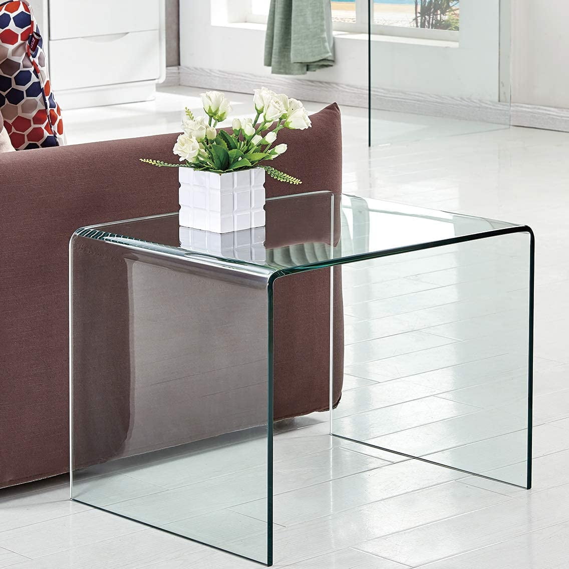 Bedside Table,Glass Nightstand Table (20x20x19) Clear - Walmart.com