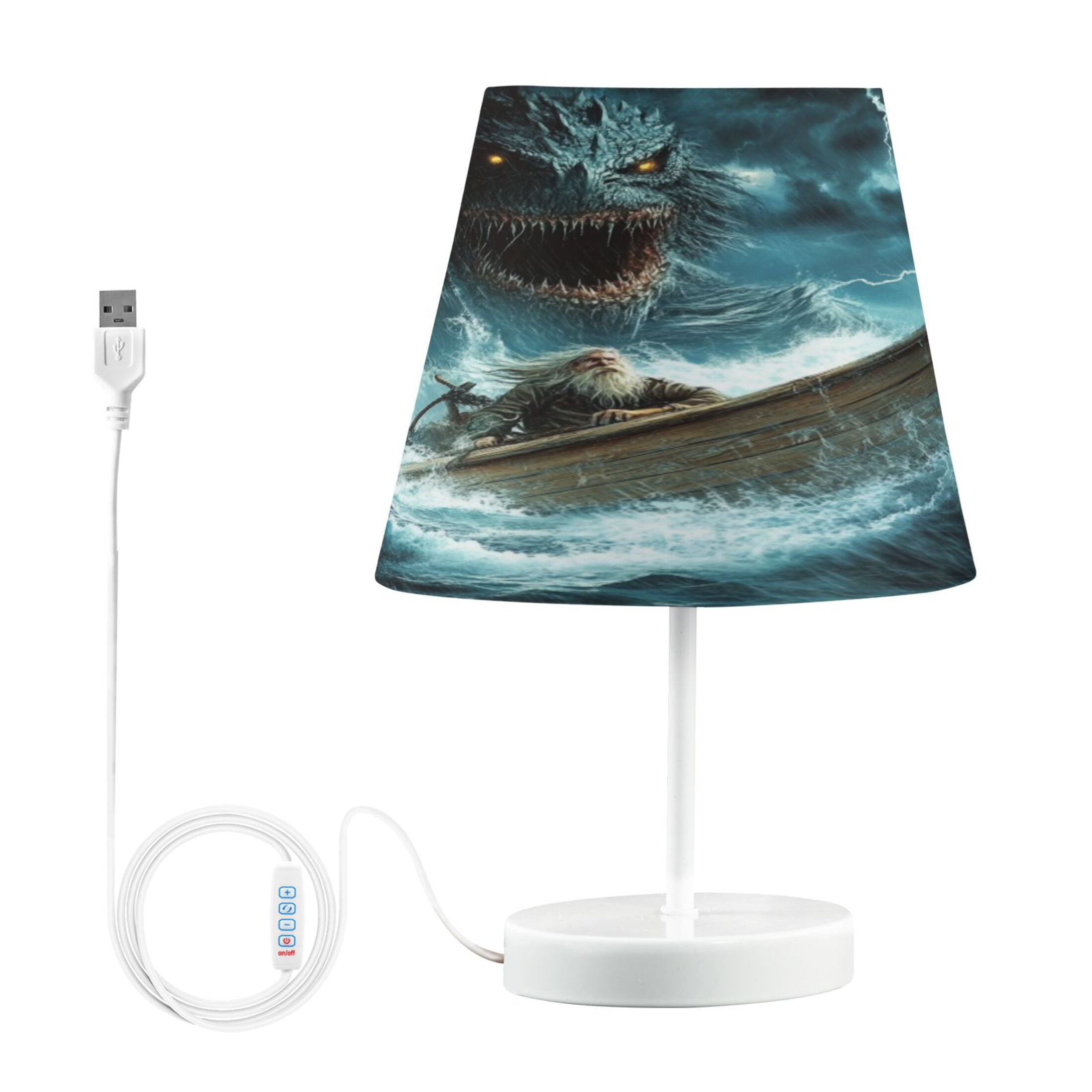 Bedside Table Lamp, Fully Dimmable Lamp with USB Interface Cable for ...