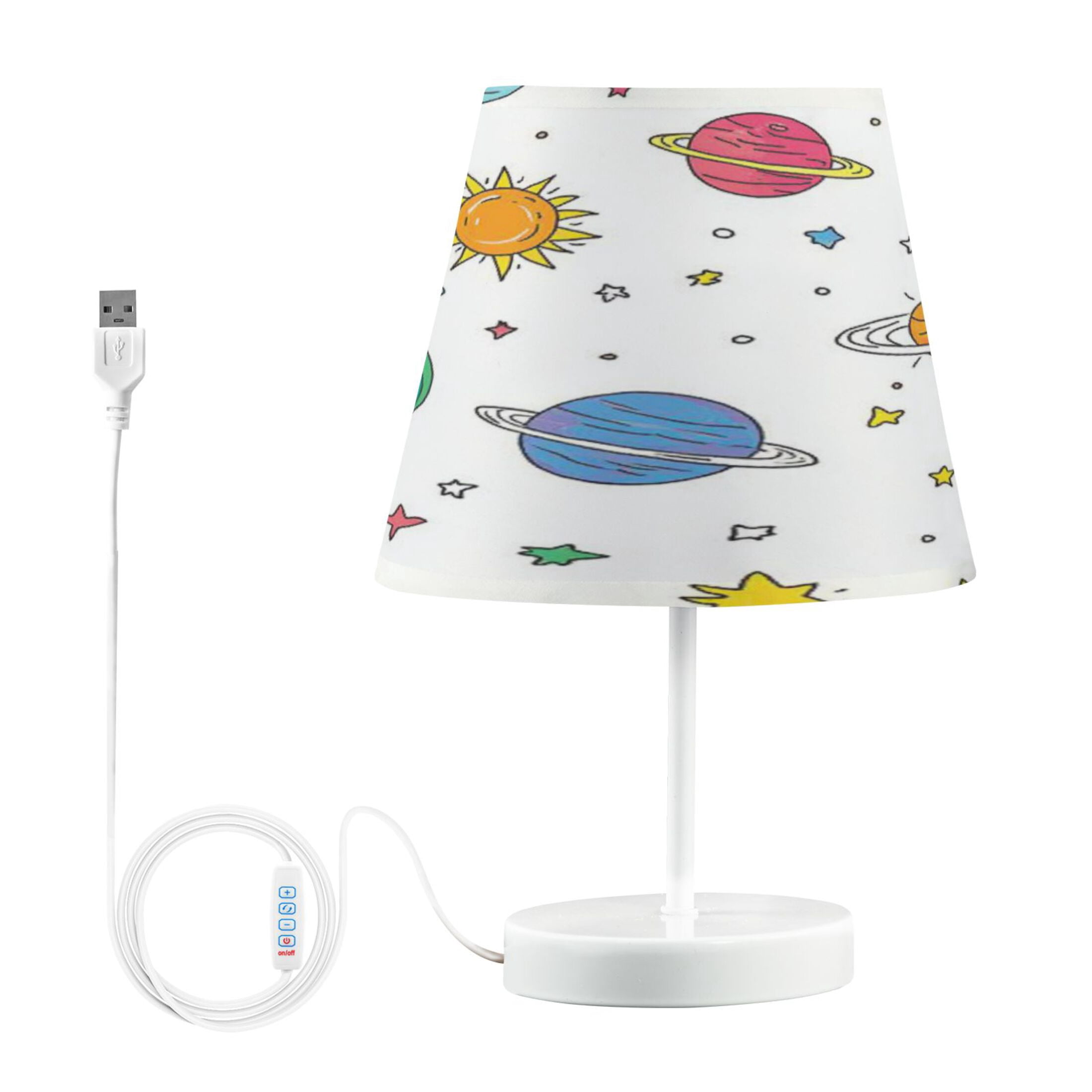 Bedside Table Lamp, Fully Dimmable Lamp with USB Interface Cable for ...