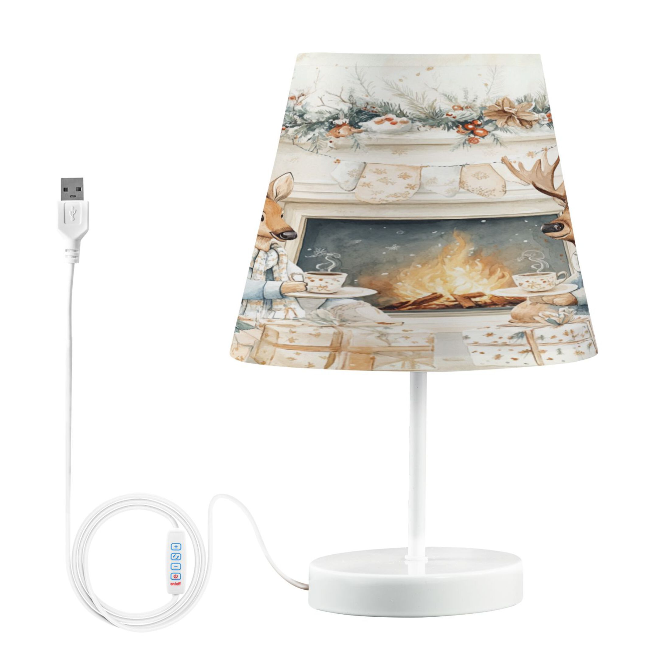 Bedside Table Lamp, Fully Dimmable Lamp with USB Interface Cable for ...