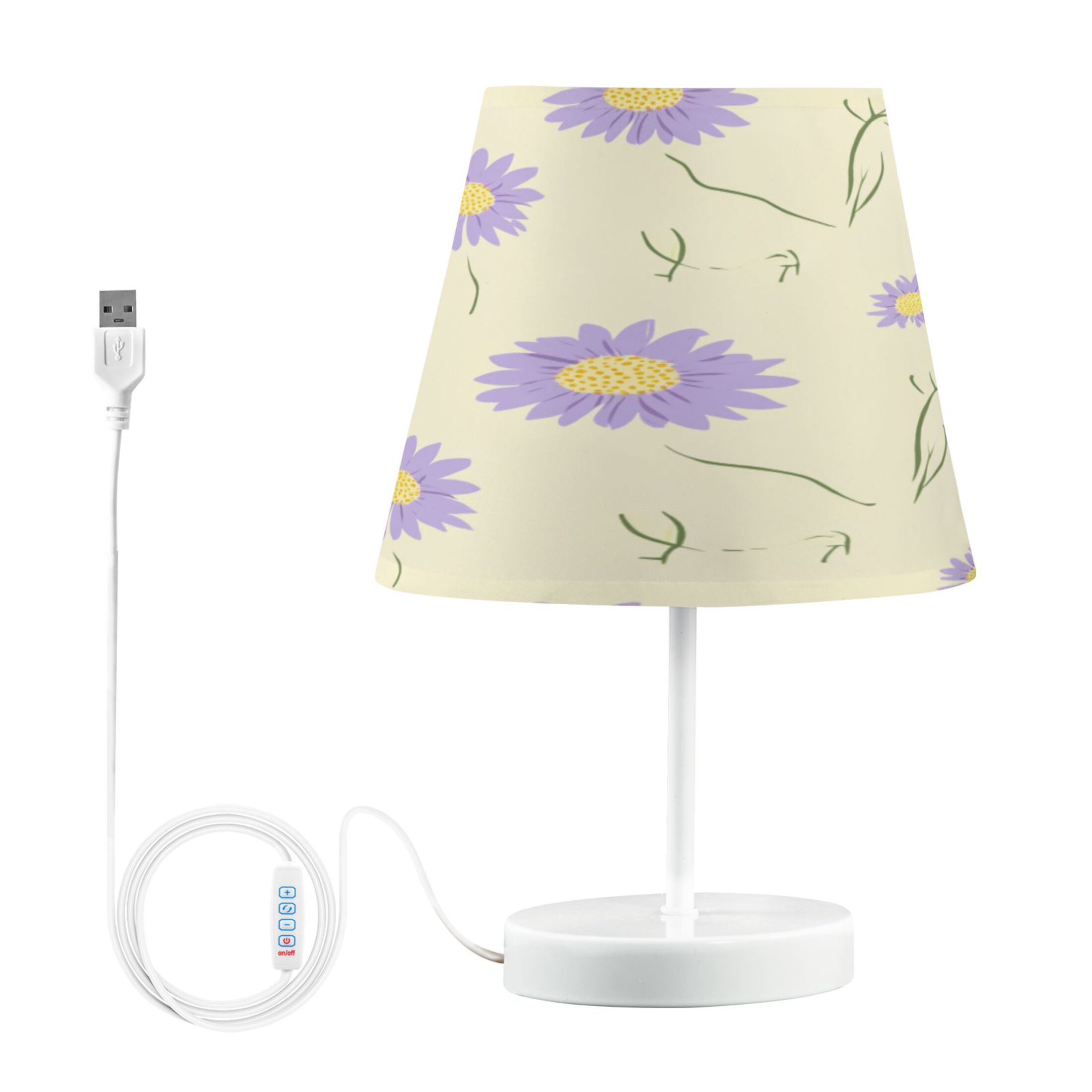 Bedside Table Lamp, Fully Dimmable Lamp with USB Interface Cable for ...